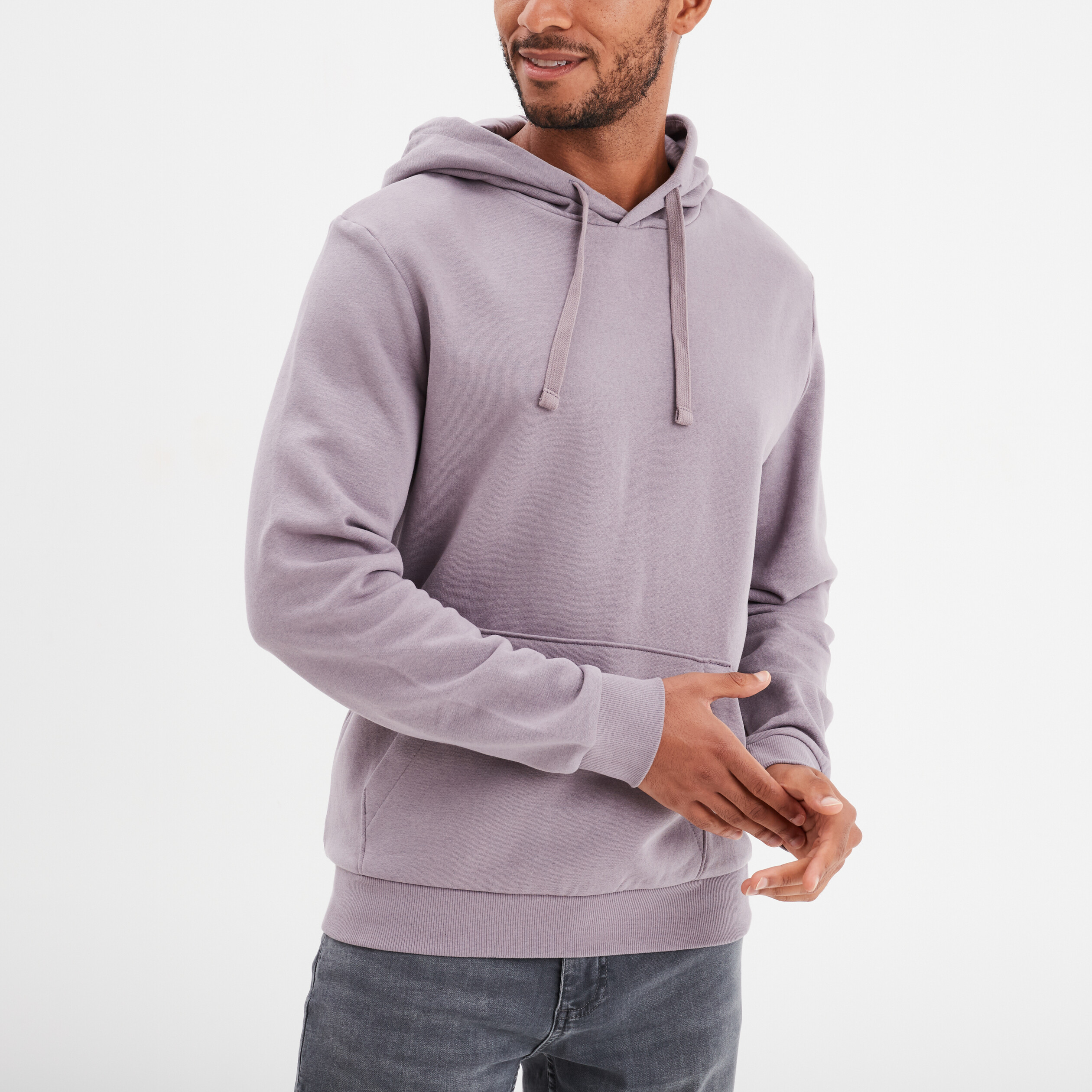 Sweat molleton à capuche hoodie parme homme | La Halle