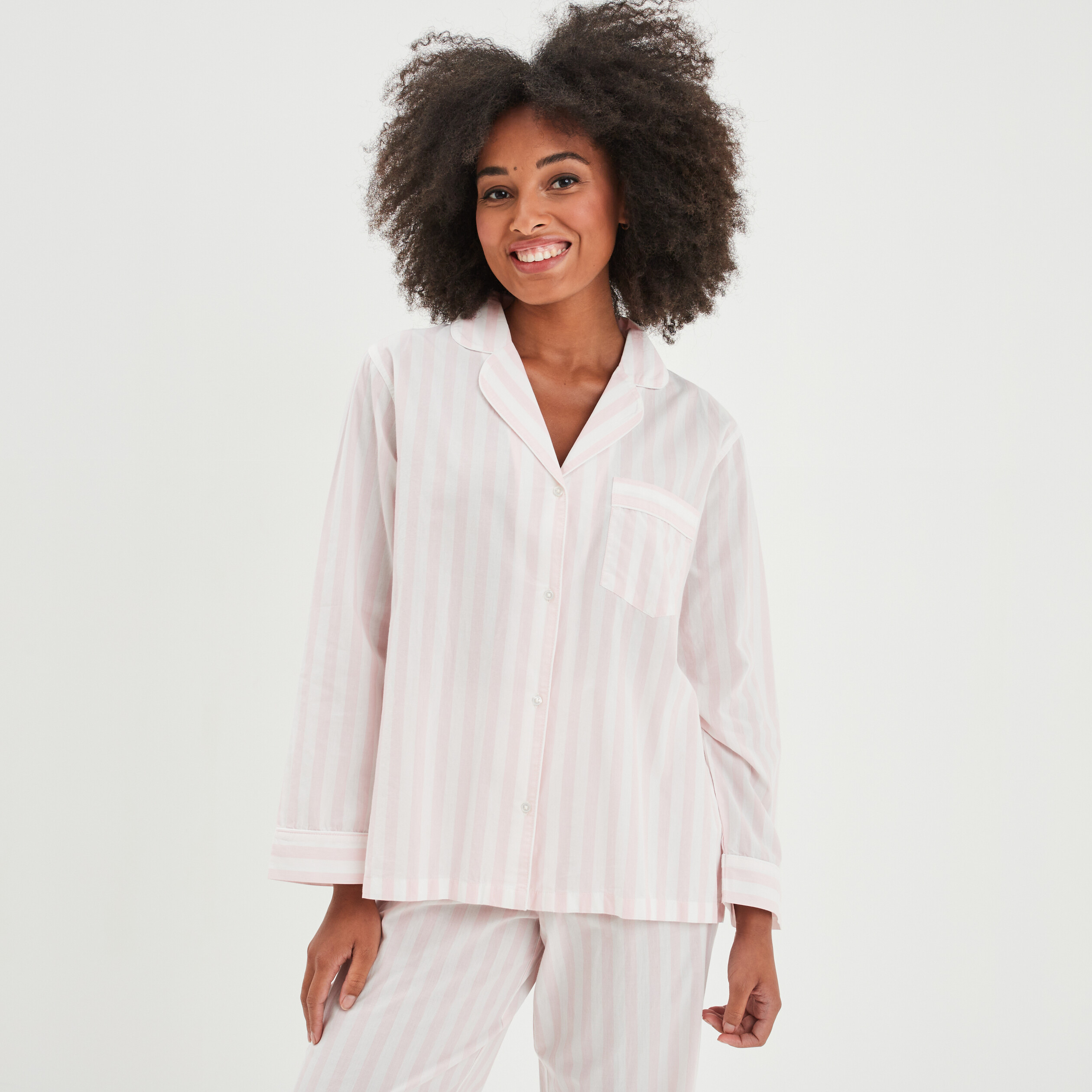 Ensemble pyjama pantalon chemise coton ecru femme | La Halle