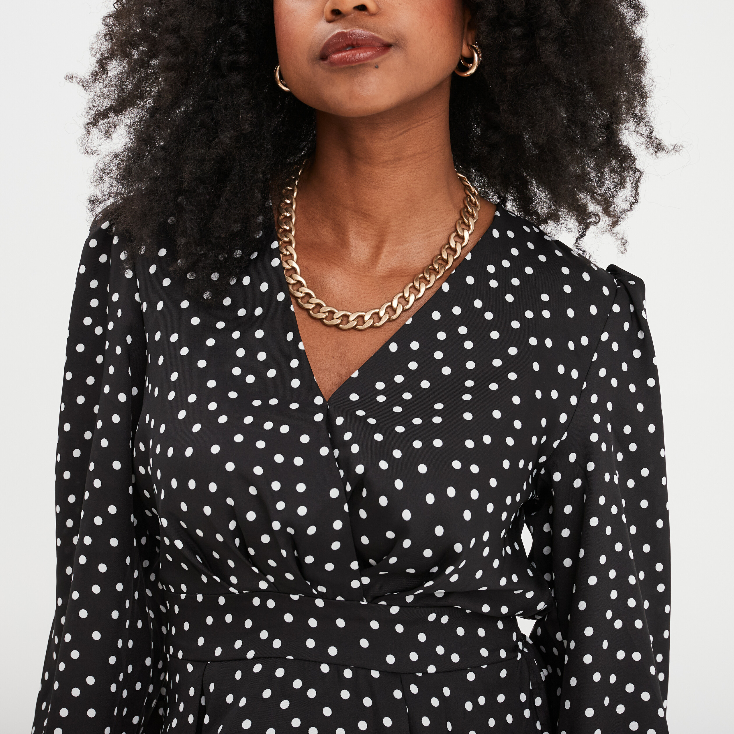 Blouse effet satin col cache-coeur noir femme | La Halle