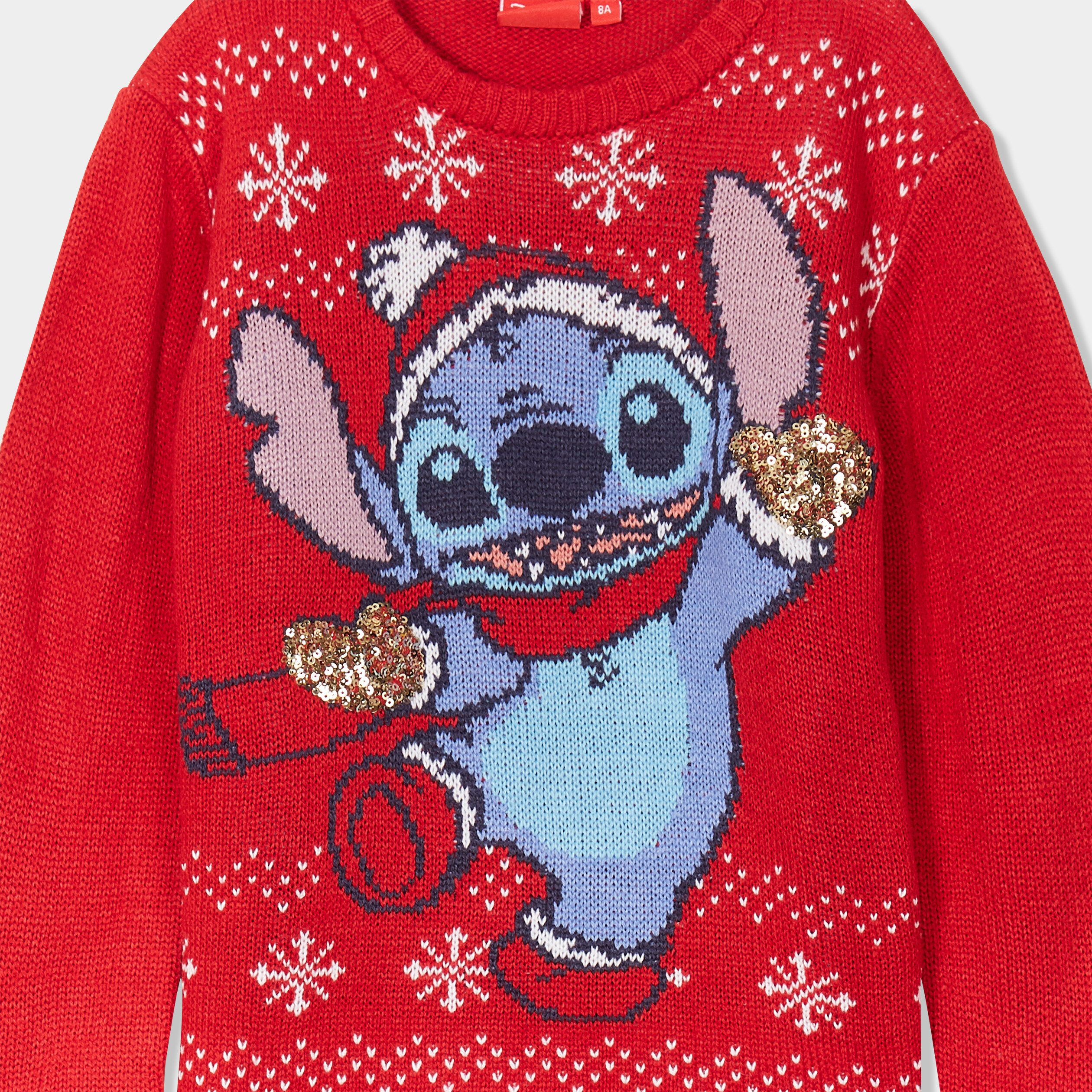 Pull Noël à sequins Stitch rouge fille | La Halle