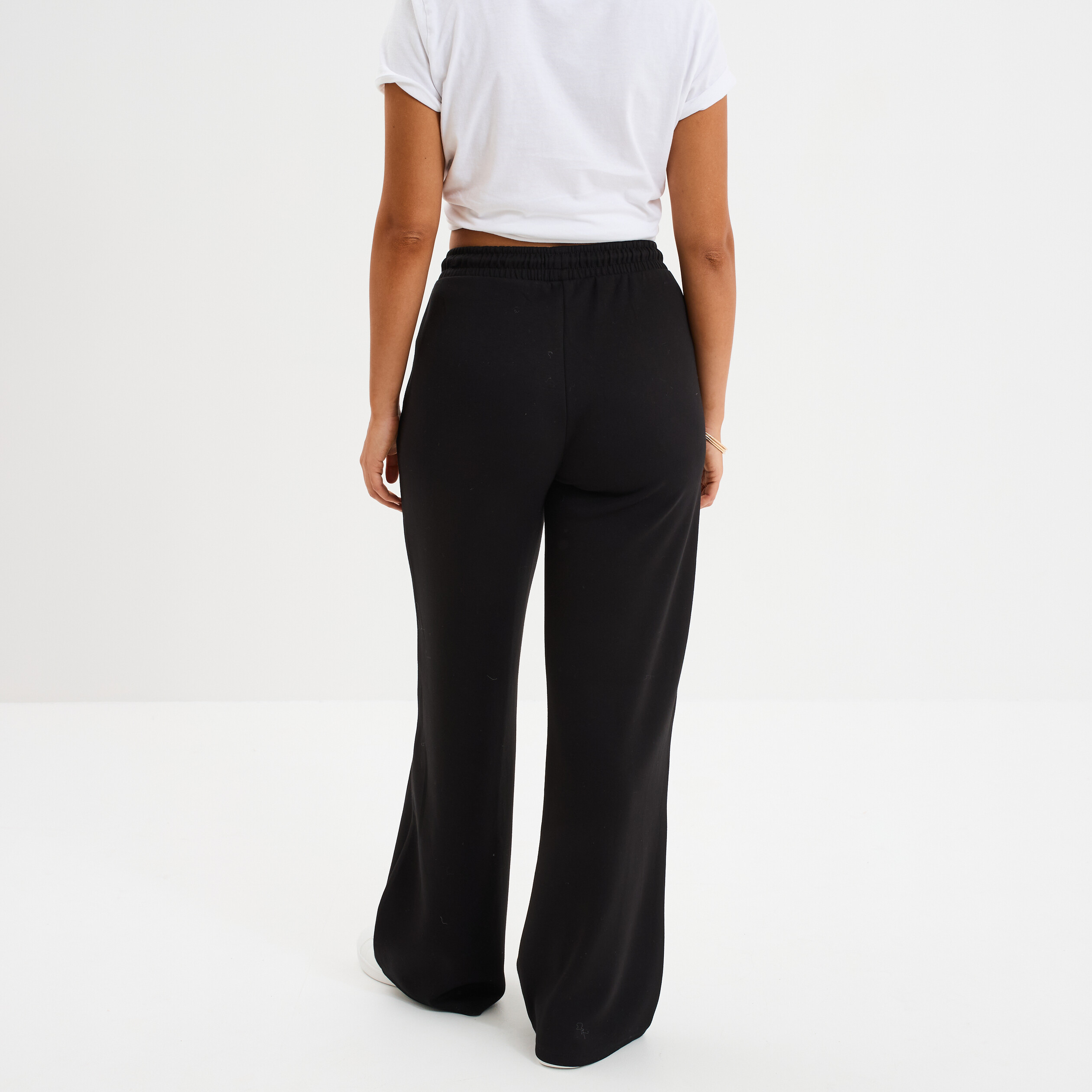 Pantalon de jogging large élastiqué noir femme | La Halle