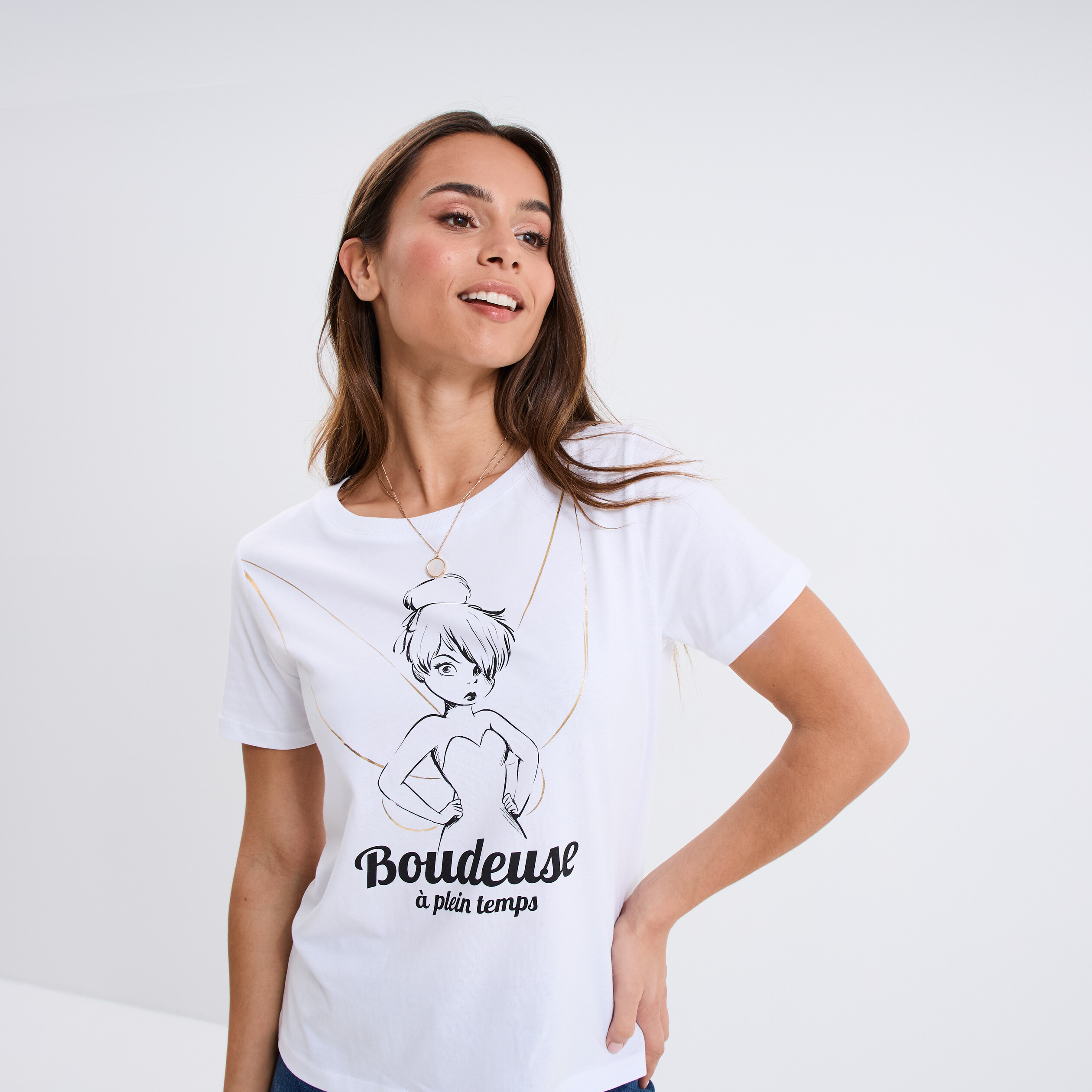 T-shirt coton Disney La Fée Clochette blanc femme | La Halle