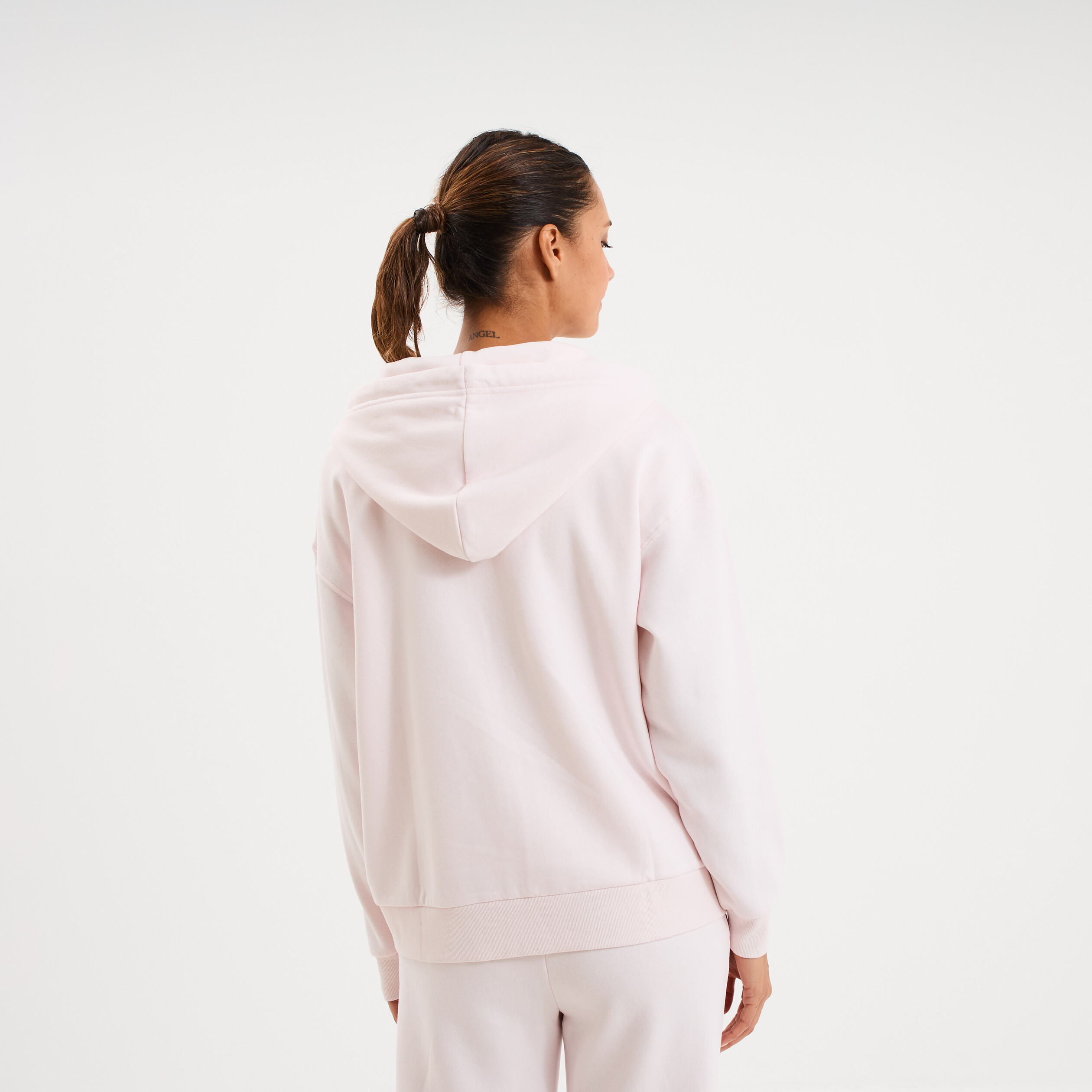 Sweat zippé à capuche molleton rose clair femme | La Halle