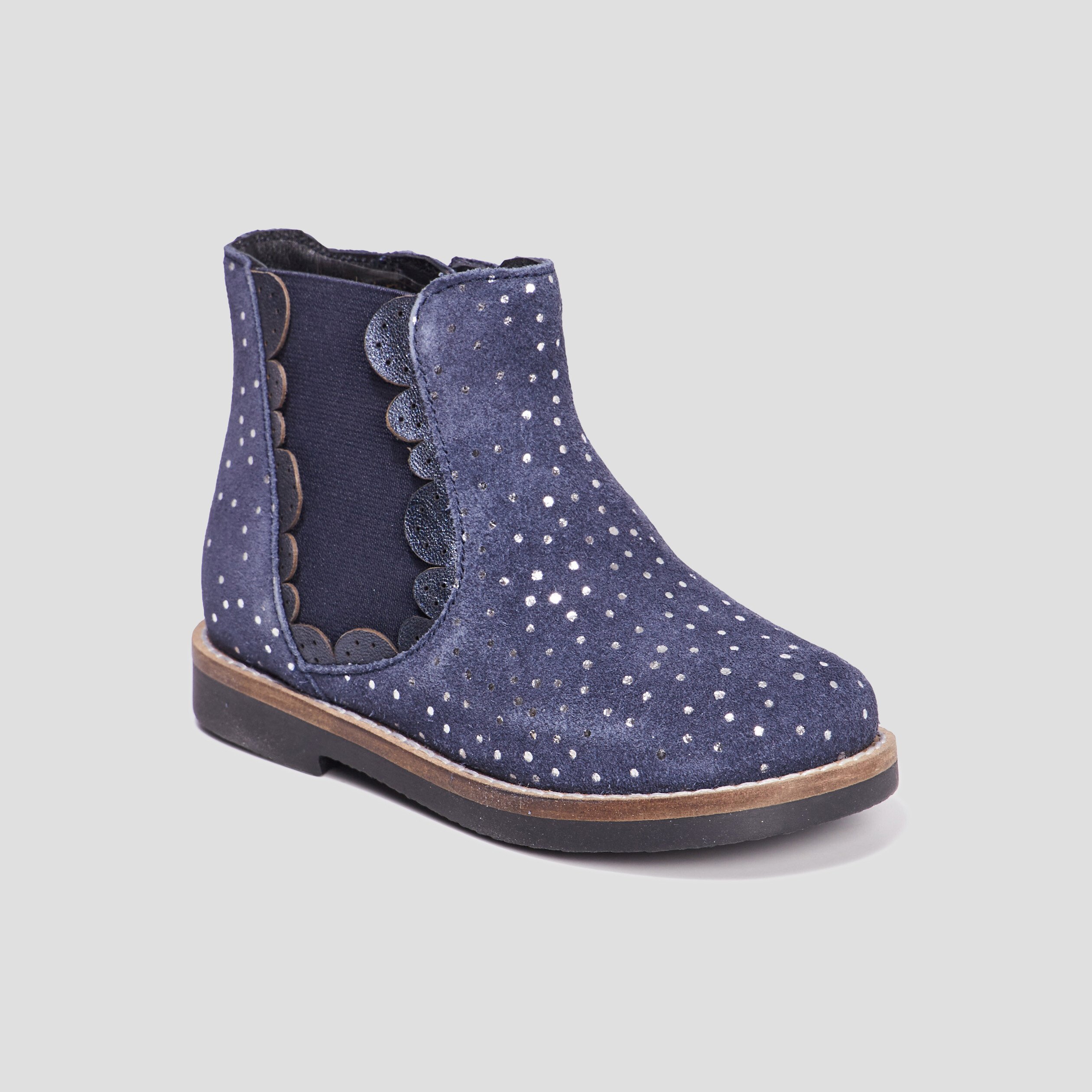 Bottines zippées en cuir bleu fille | La Halle