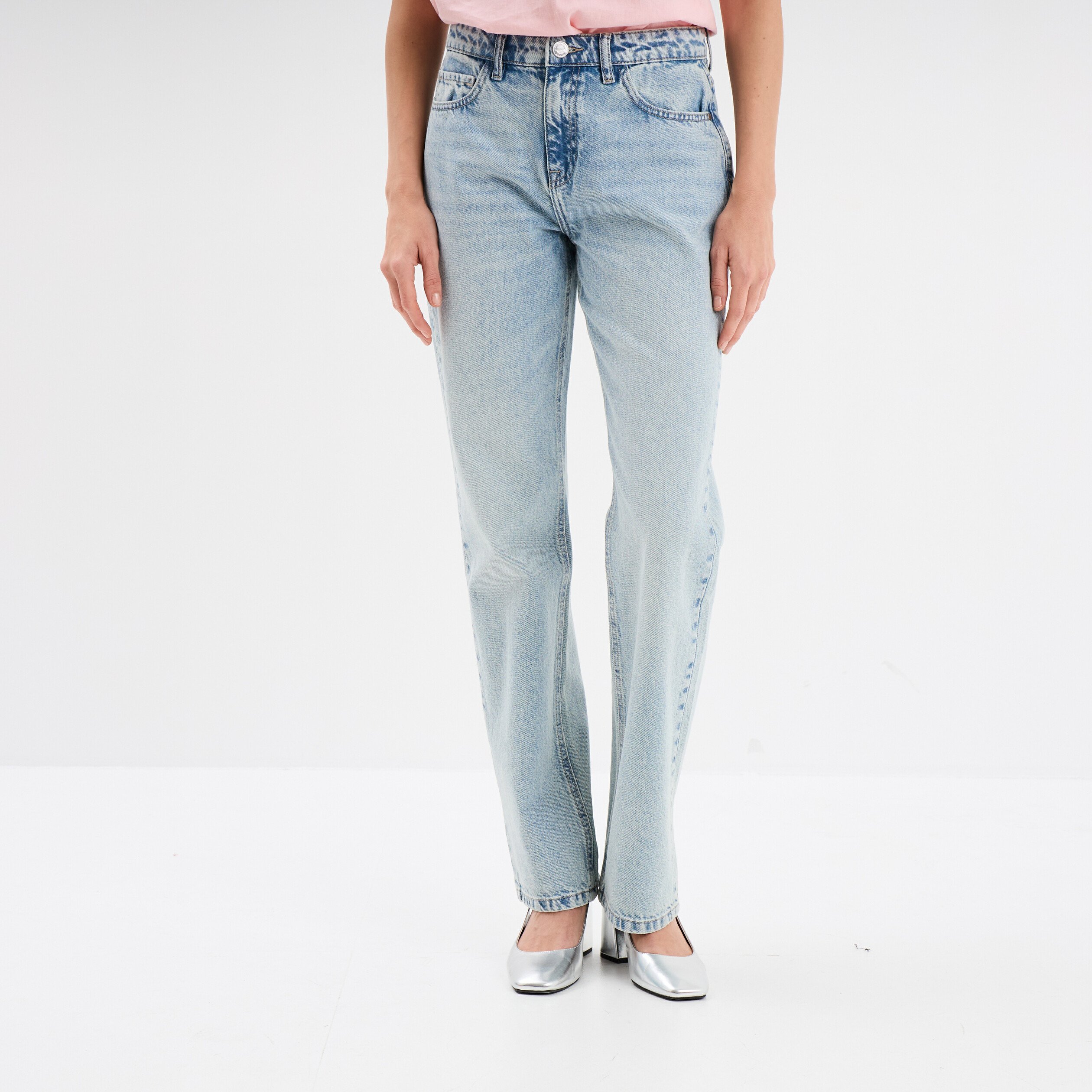 Jeans straight 5 poches coton denim triple stone femme | La Halle
