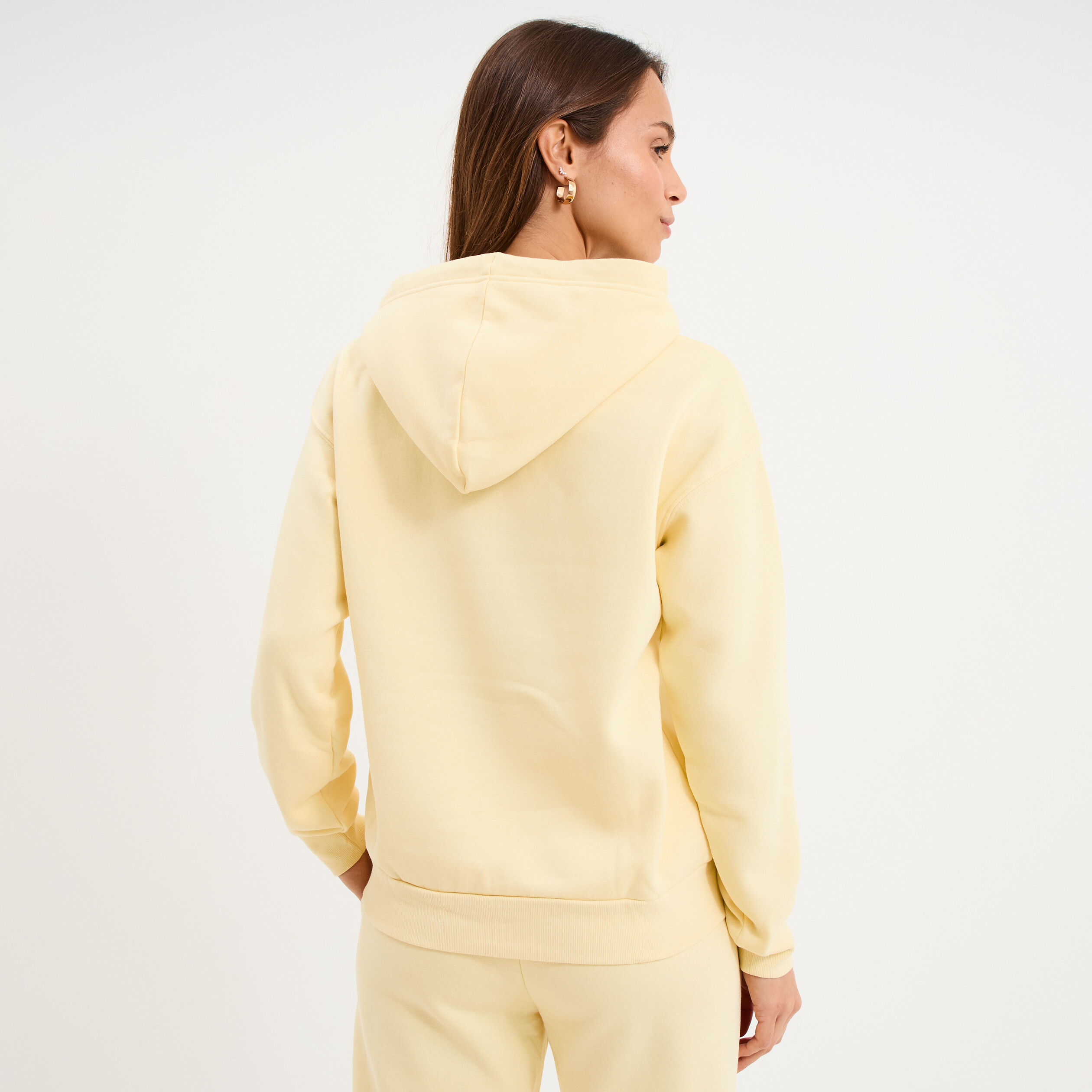 Sweat hoodie molleton à capuche jaune clair femme | La Halle