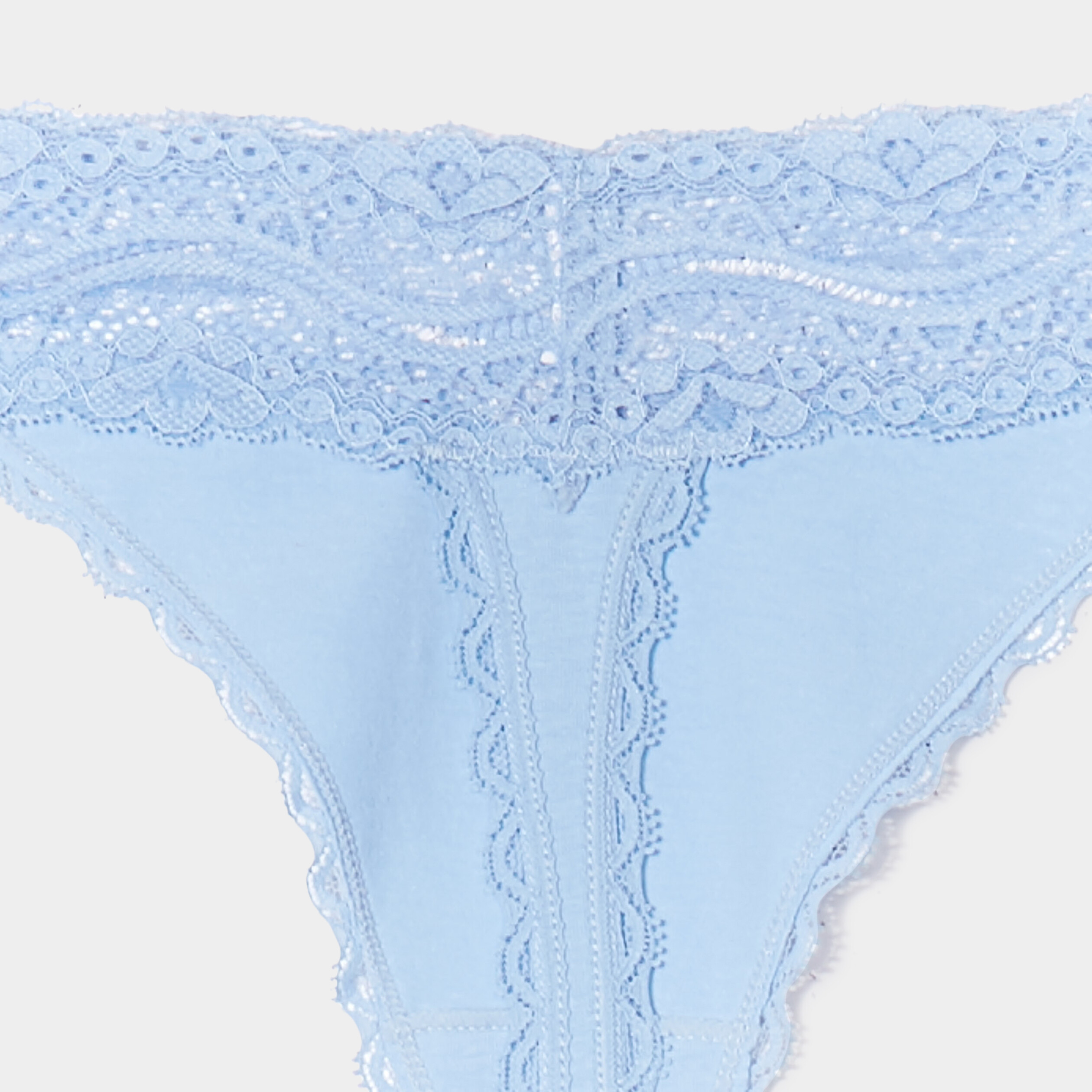 Lot 3 strings en coton bleu clair femme | La Halle