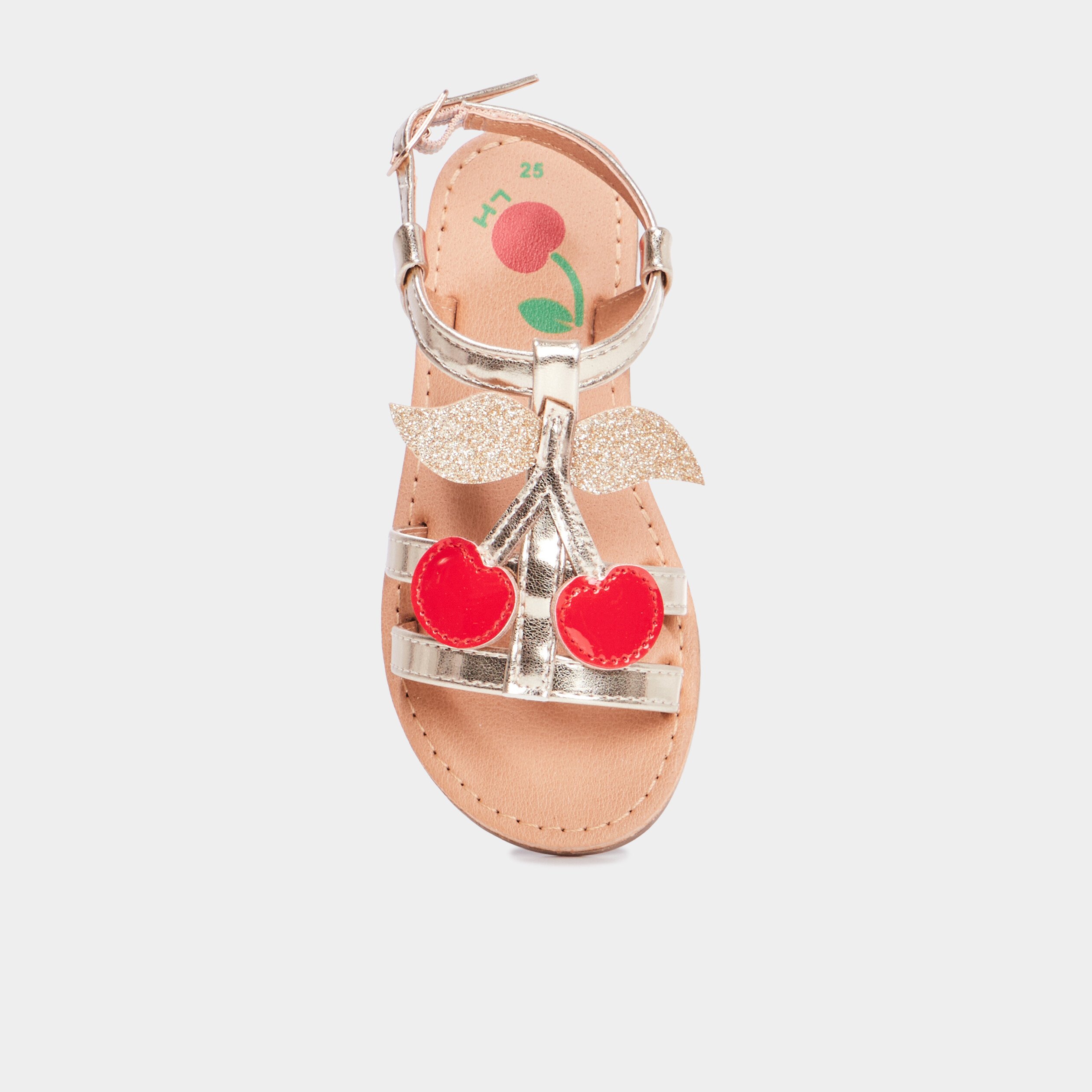 Sandales talon plat jaune or fille | La Halle