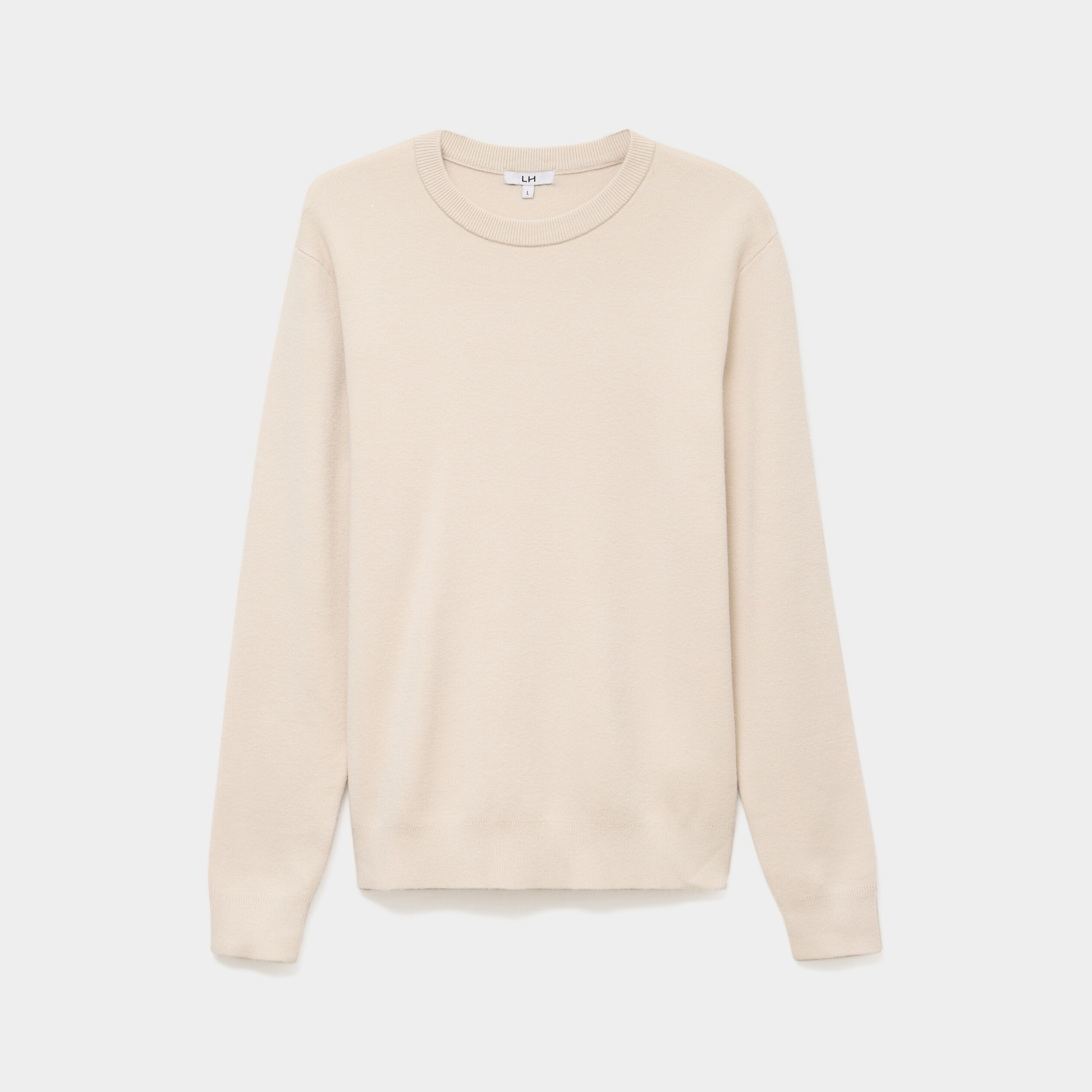 Pull col rond manches longues beige homme | La Halle