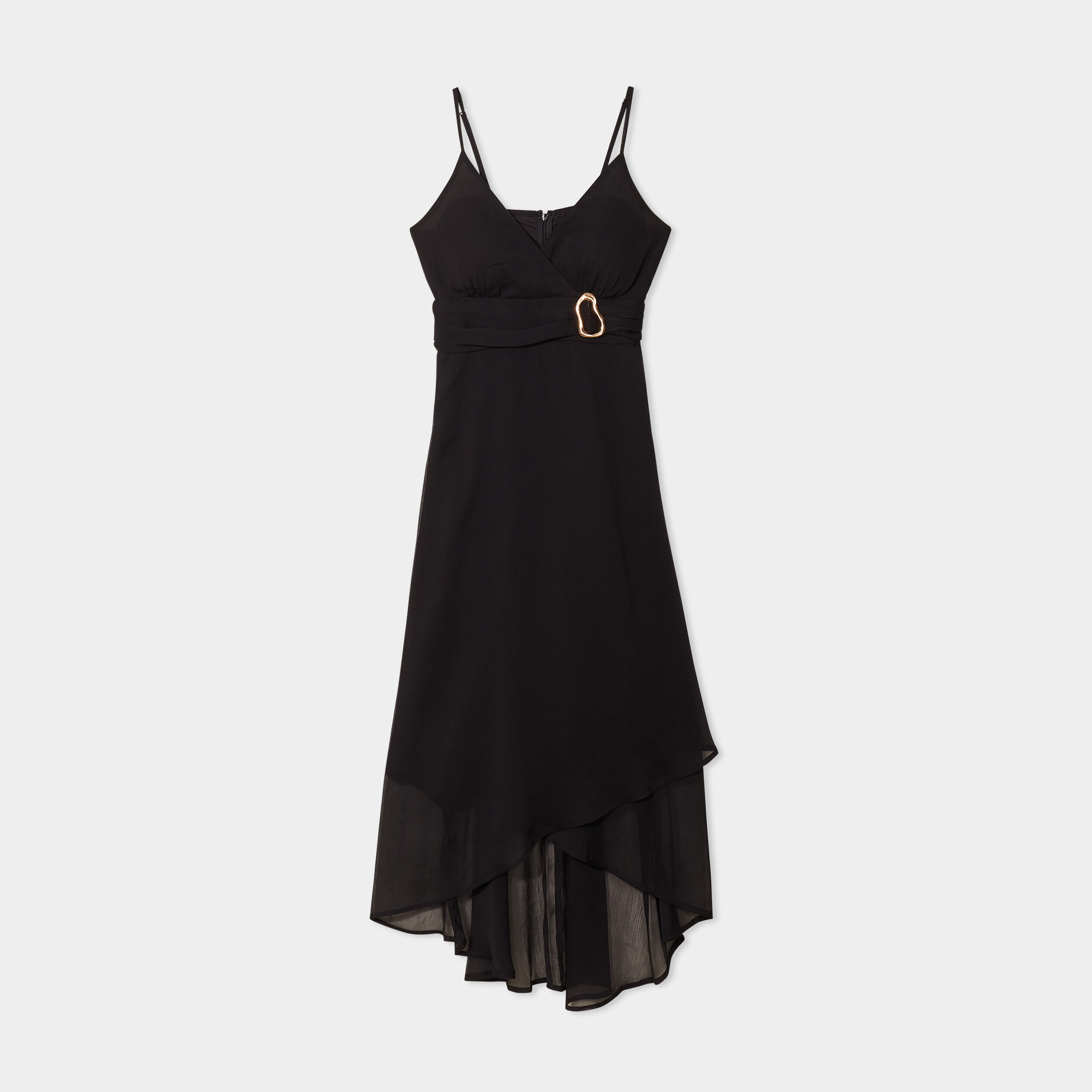 Robe longue asymétrique avec boucle noir femme | La Halle