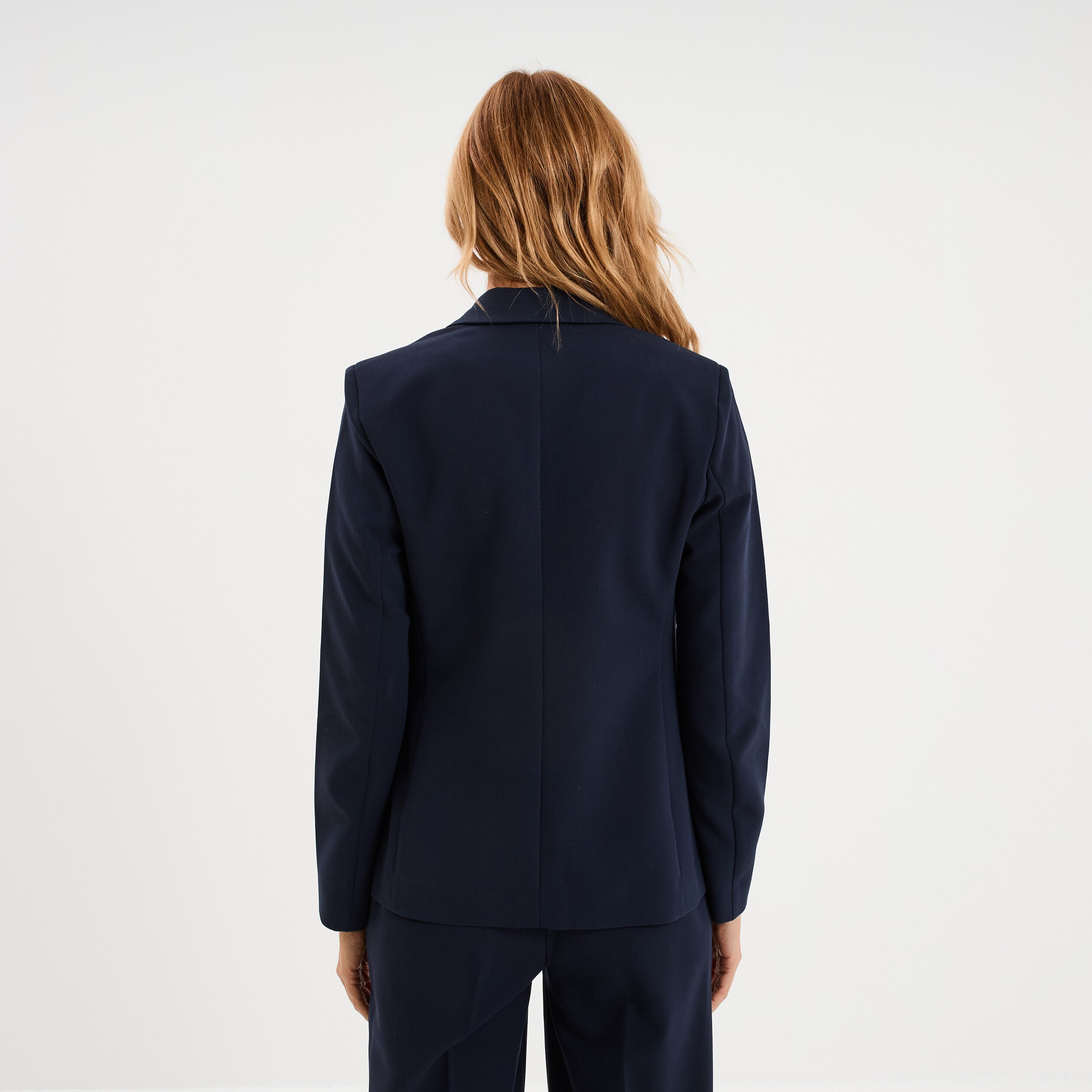 Veste blazer droite manches longues bleu foncé femme | La Halle