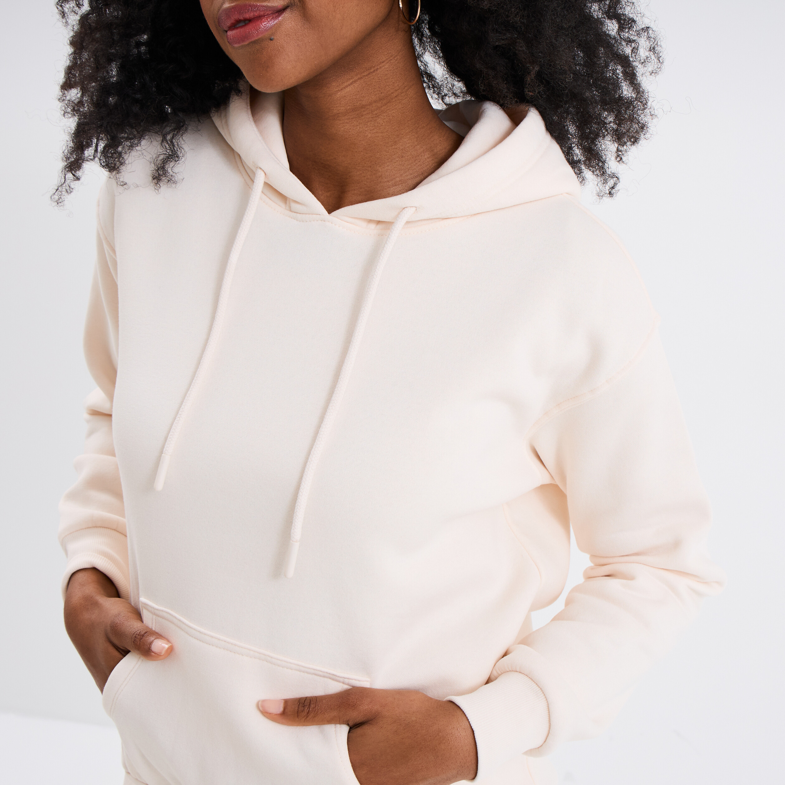 Sweat hoodie molleton à capuche sable femme | La Halle