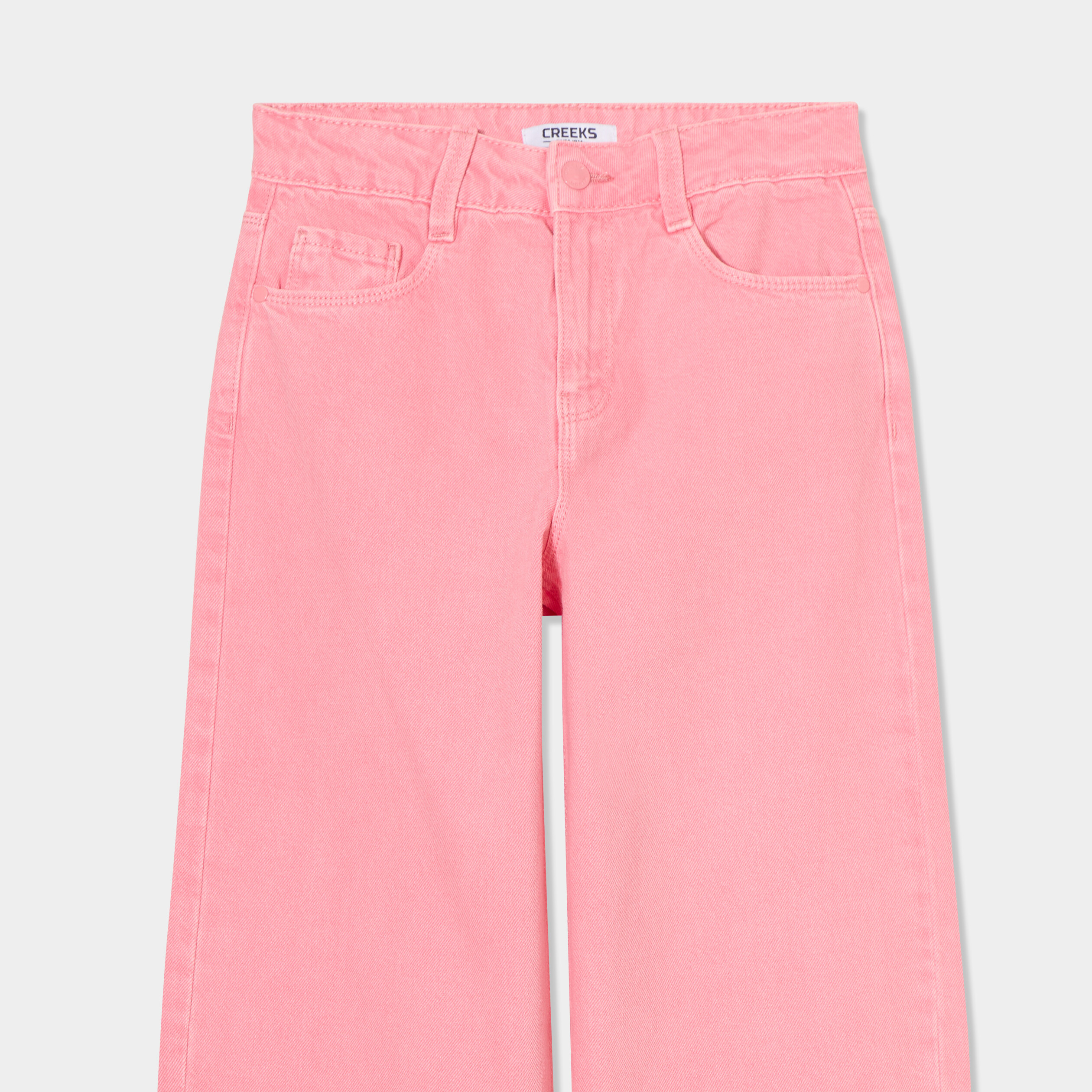 Pantalon large 5 poches coton rose fille | La Halle