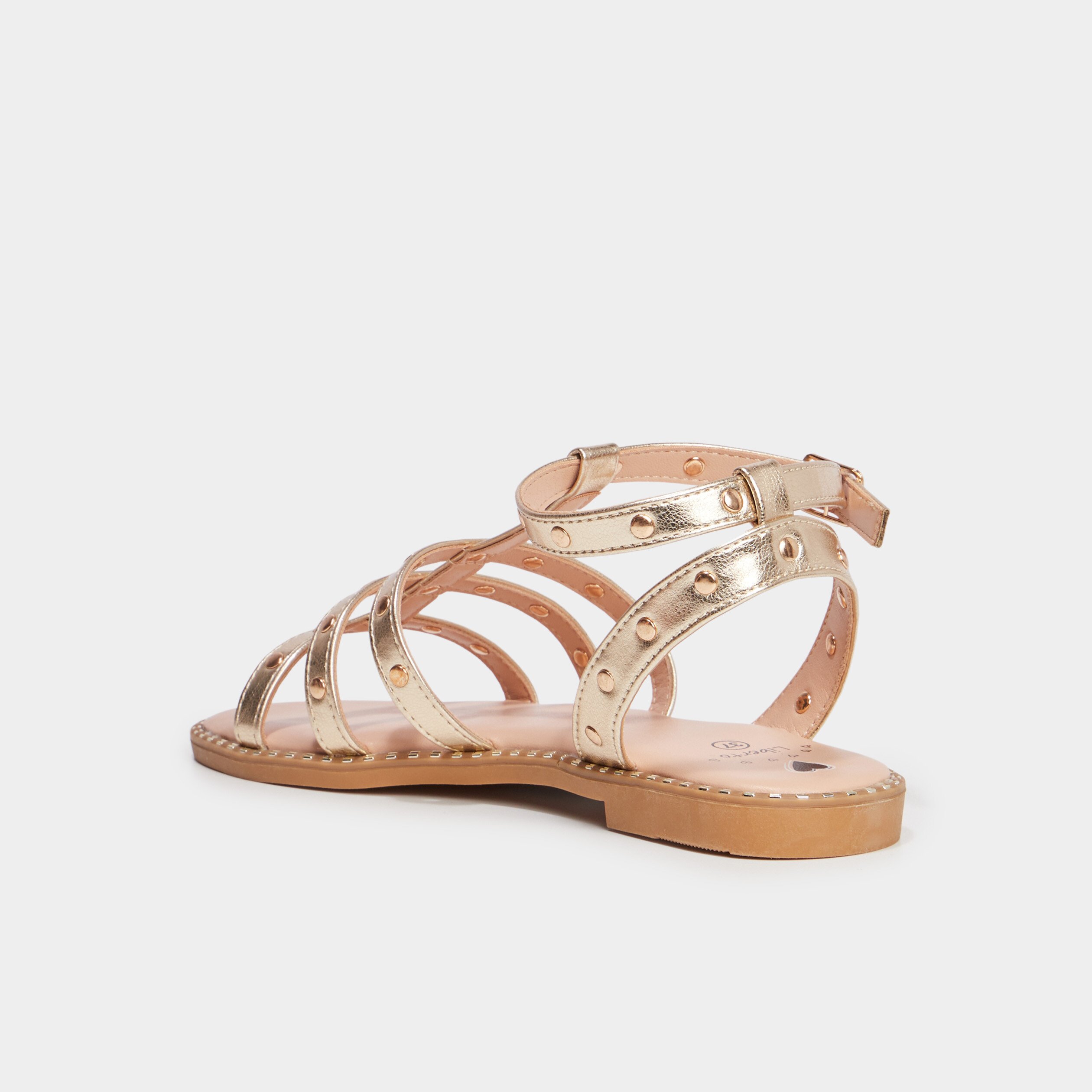 Sandales métallisées avec clous Liberto jaune or fille | La Halle