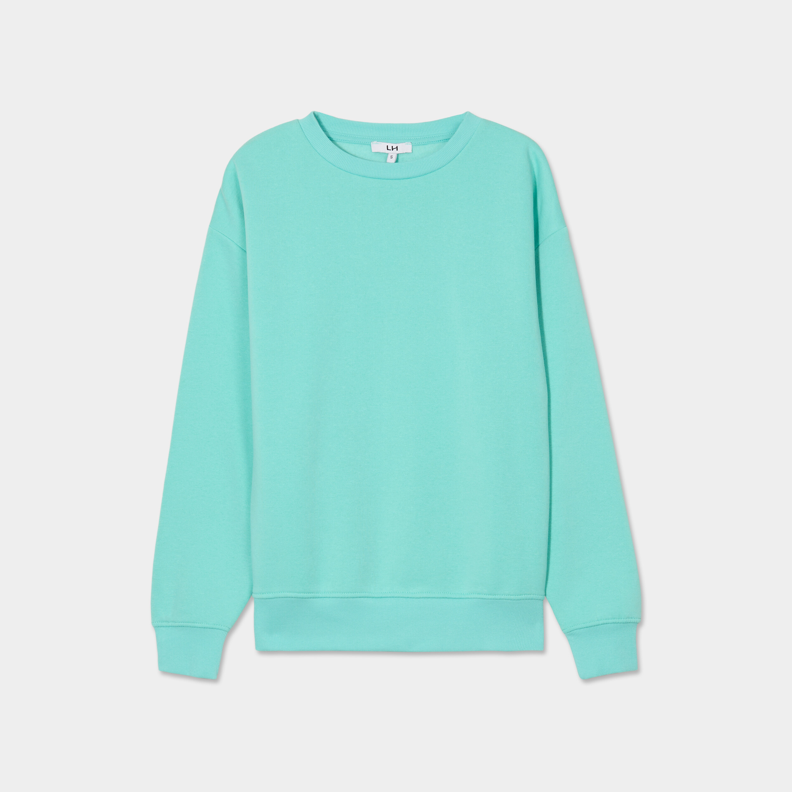 Sweat col rond manches longues bleu turquoise femme | La Halle