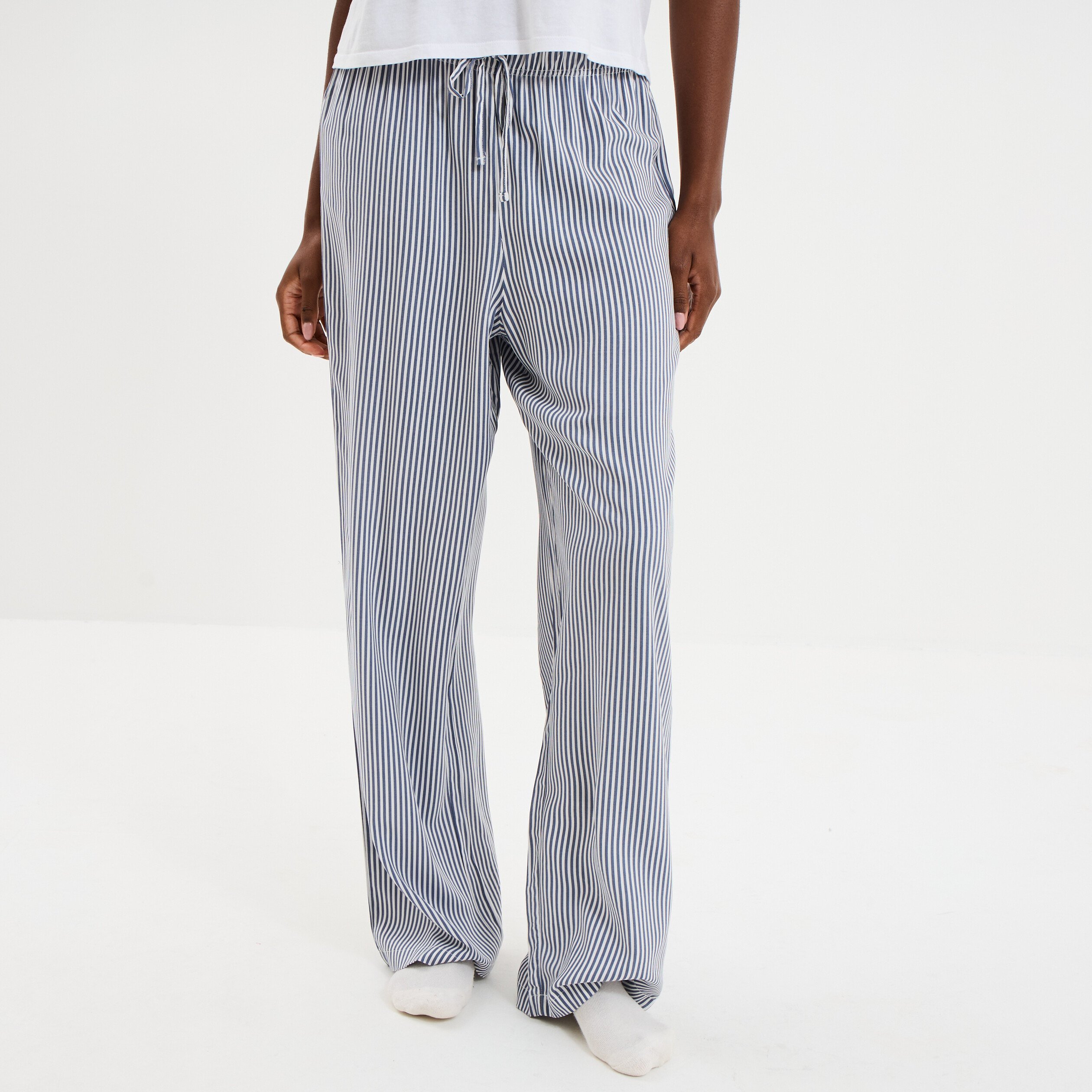 Pantalon de pyjama fluide blanc femme | La Halle