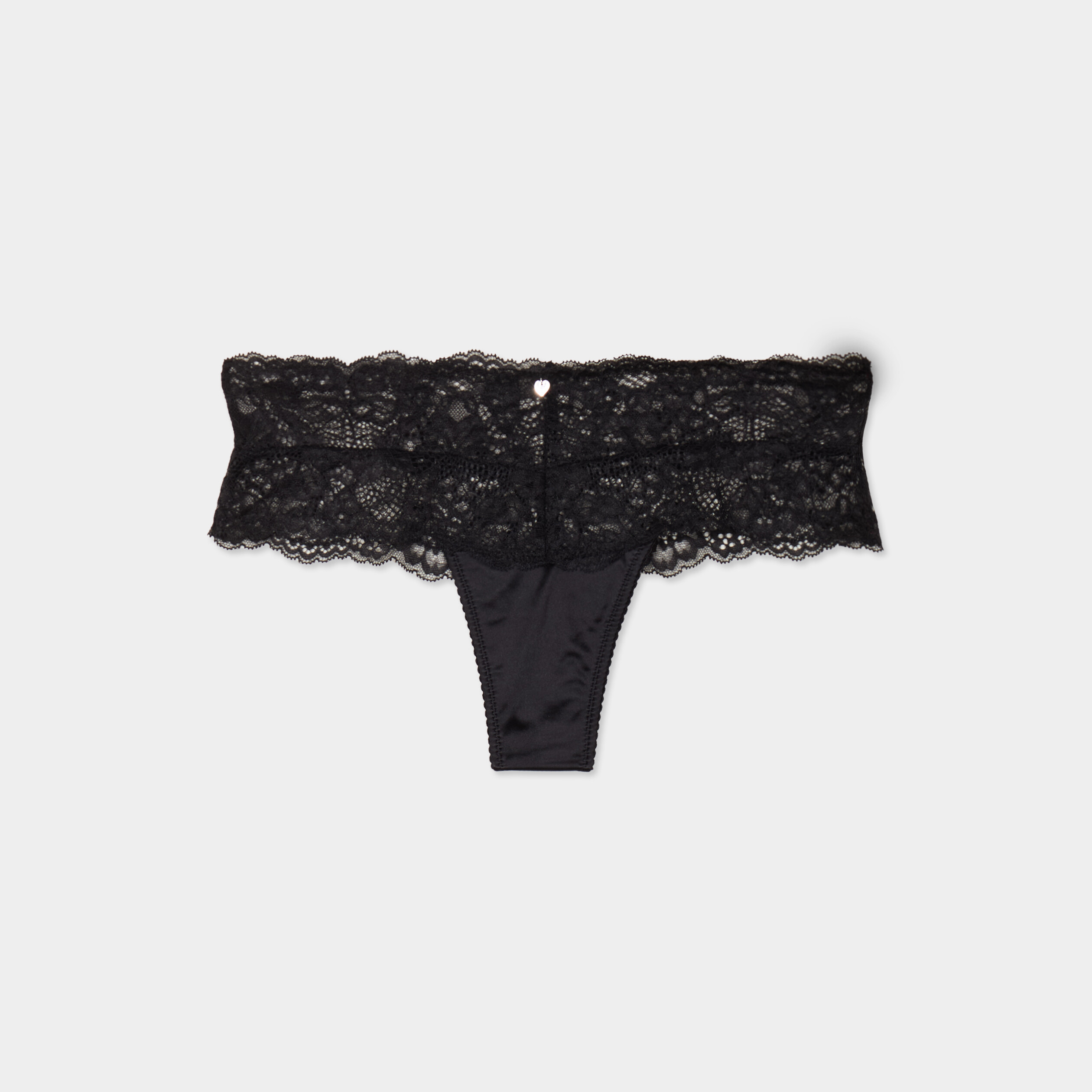 Shorty string en dentelle noir femme | La Halle