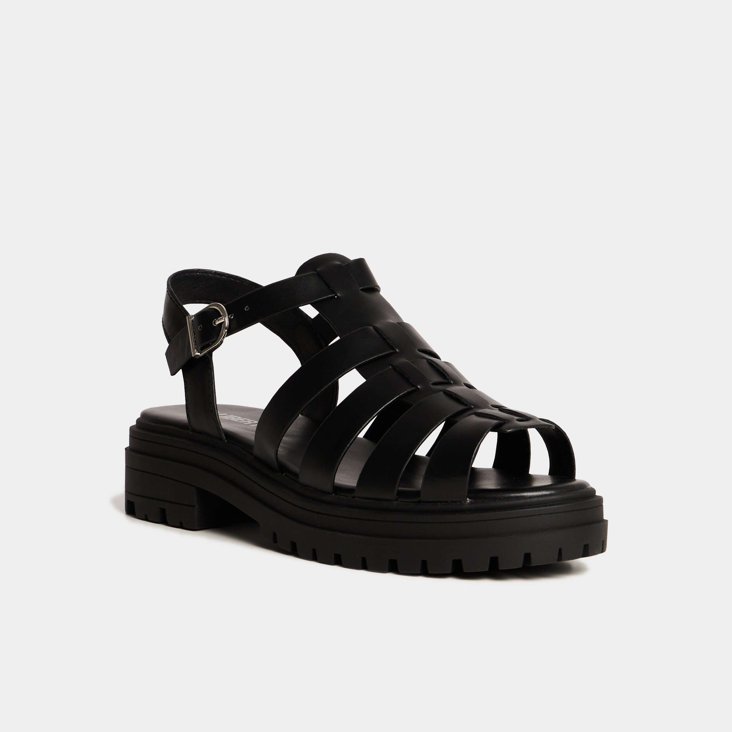 Sandales semelles crantées noir femme | La Halle