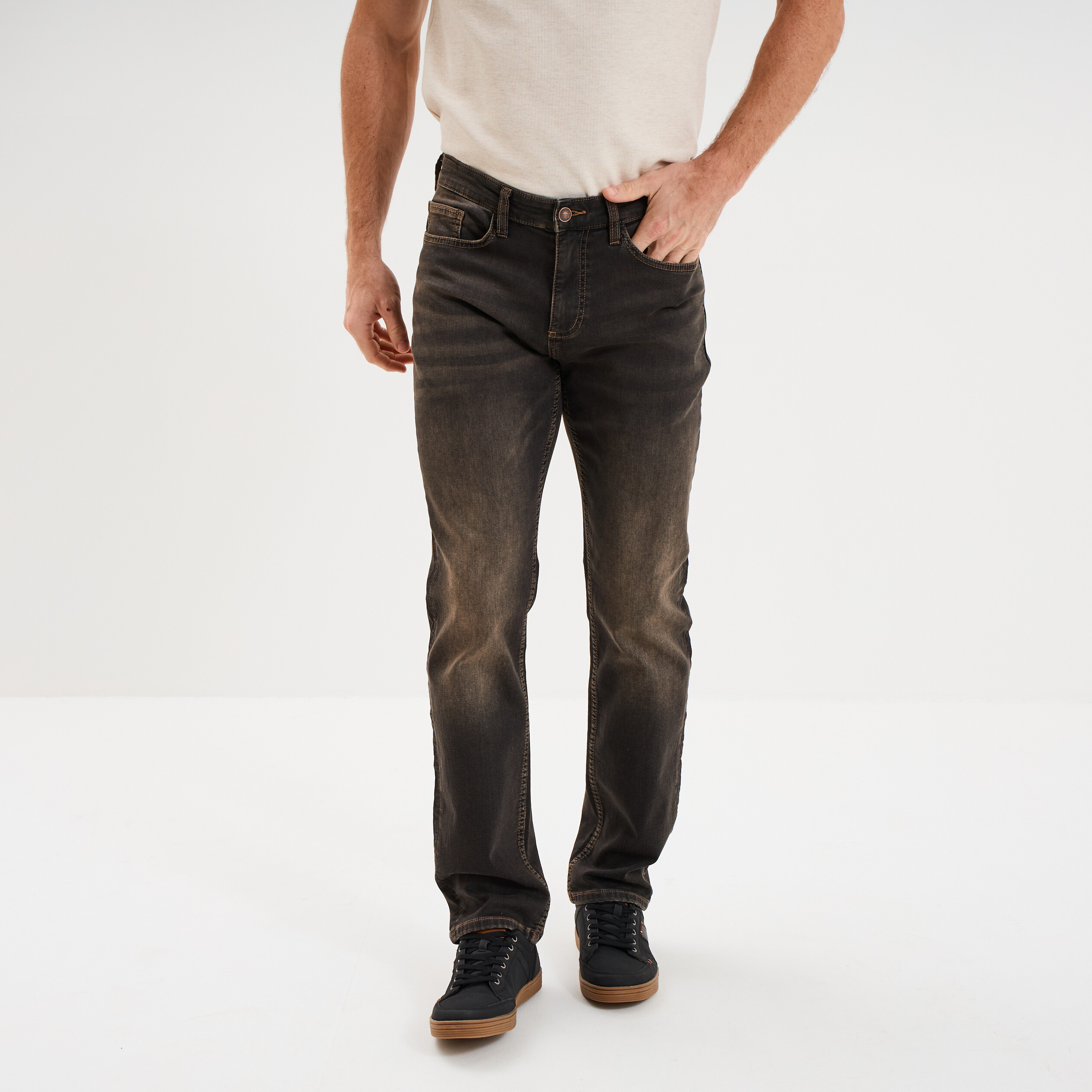 Jean stretch coupe regular denim noir homme | La Halle