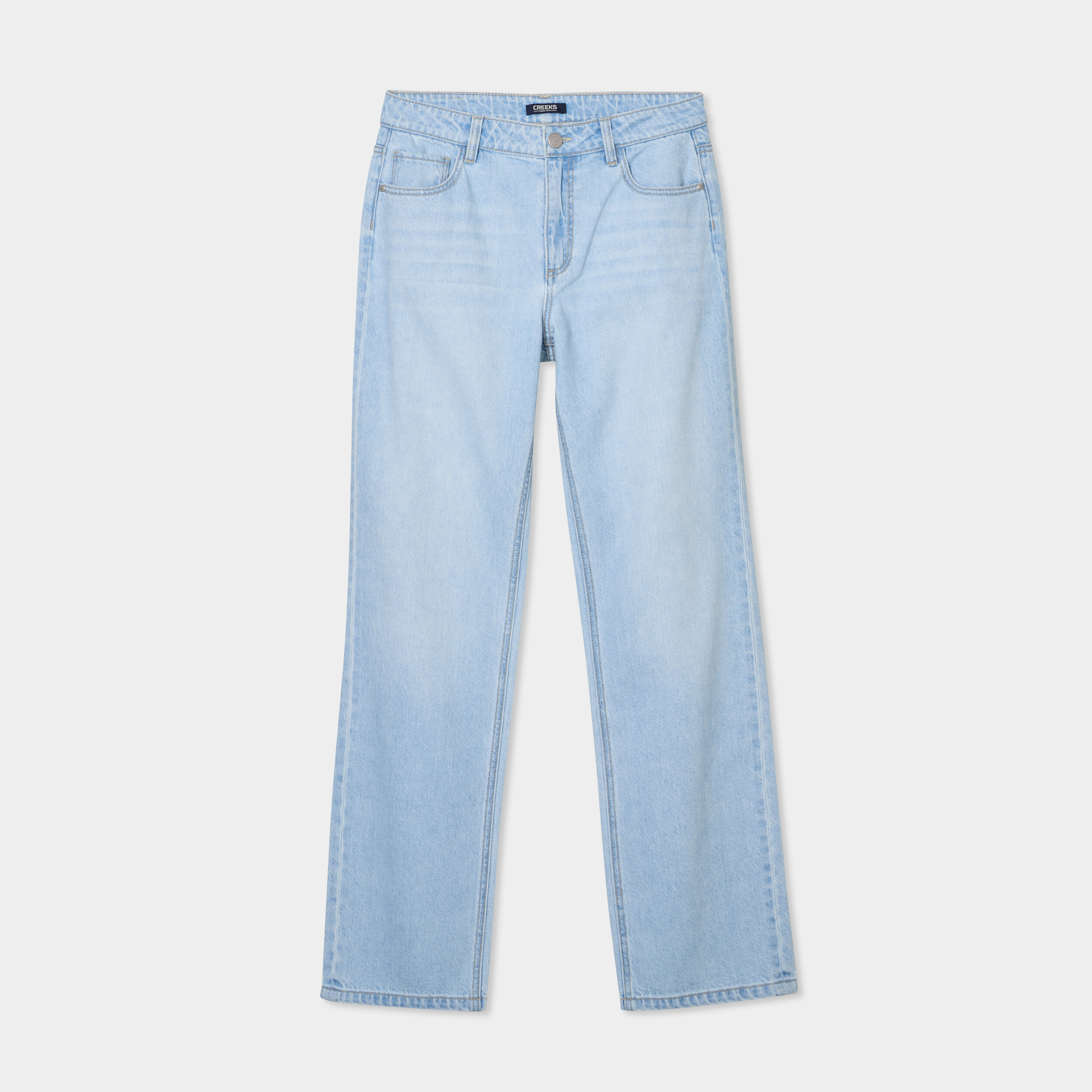 Jeans baggy taille haute coton denim triple stone femme | La Halle