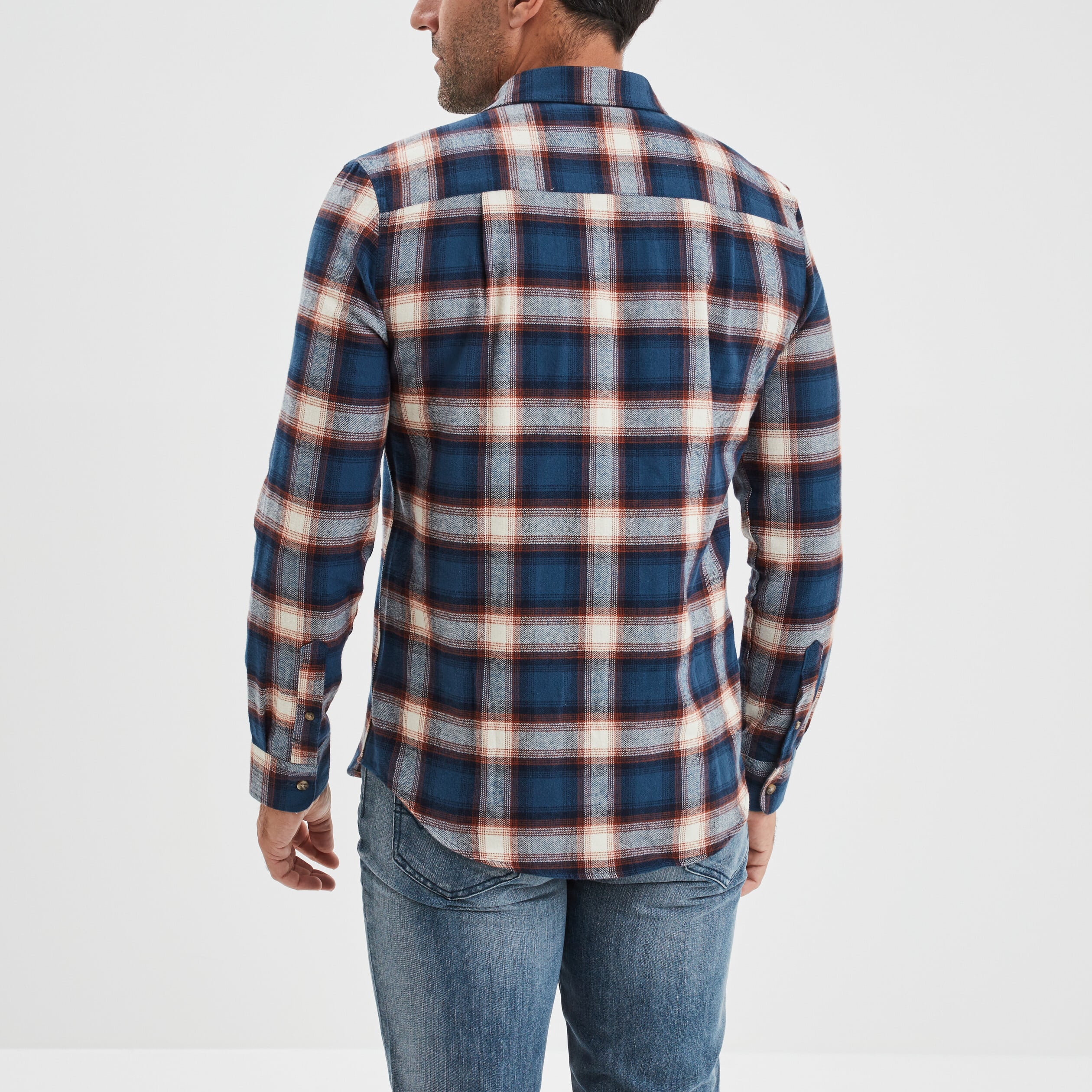 Chemise manches longues droite en coton bleu marine homme | La Halle