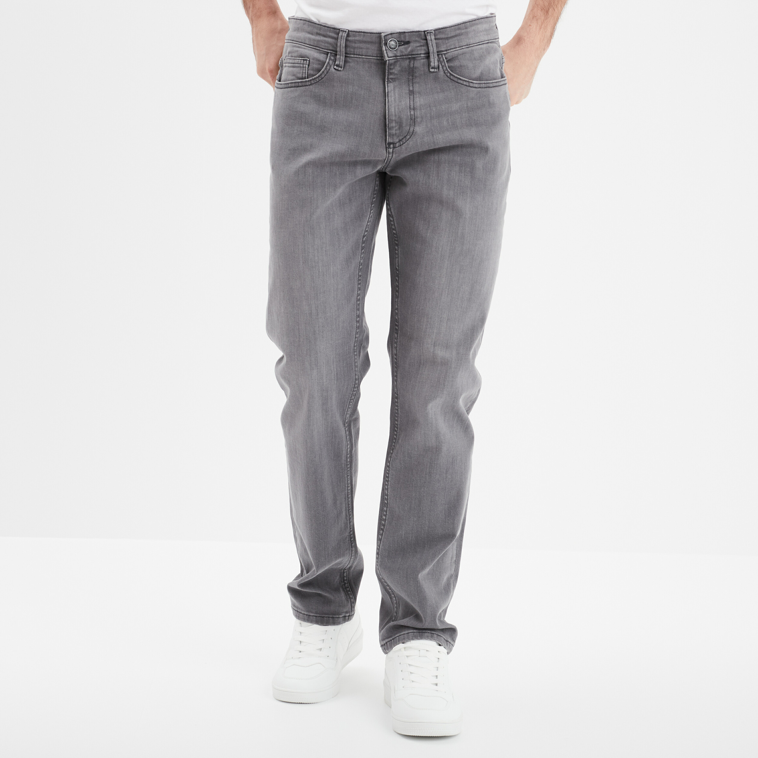 Jeans regular 5 poches denim gris homme | La Halle