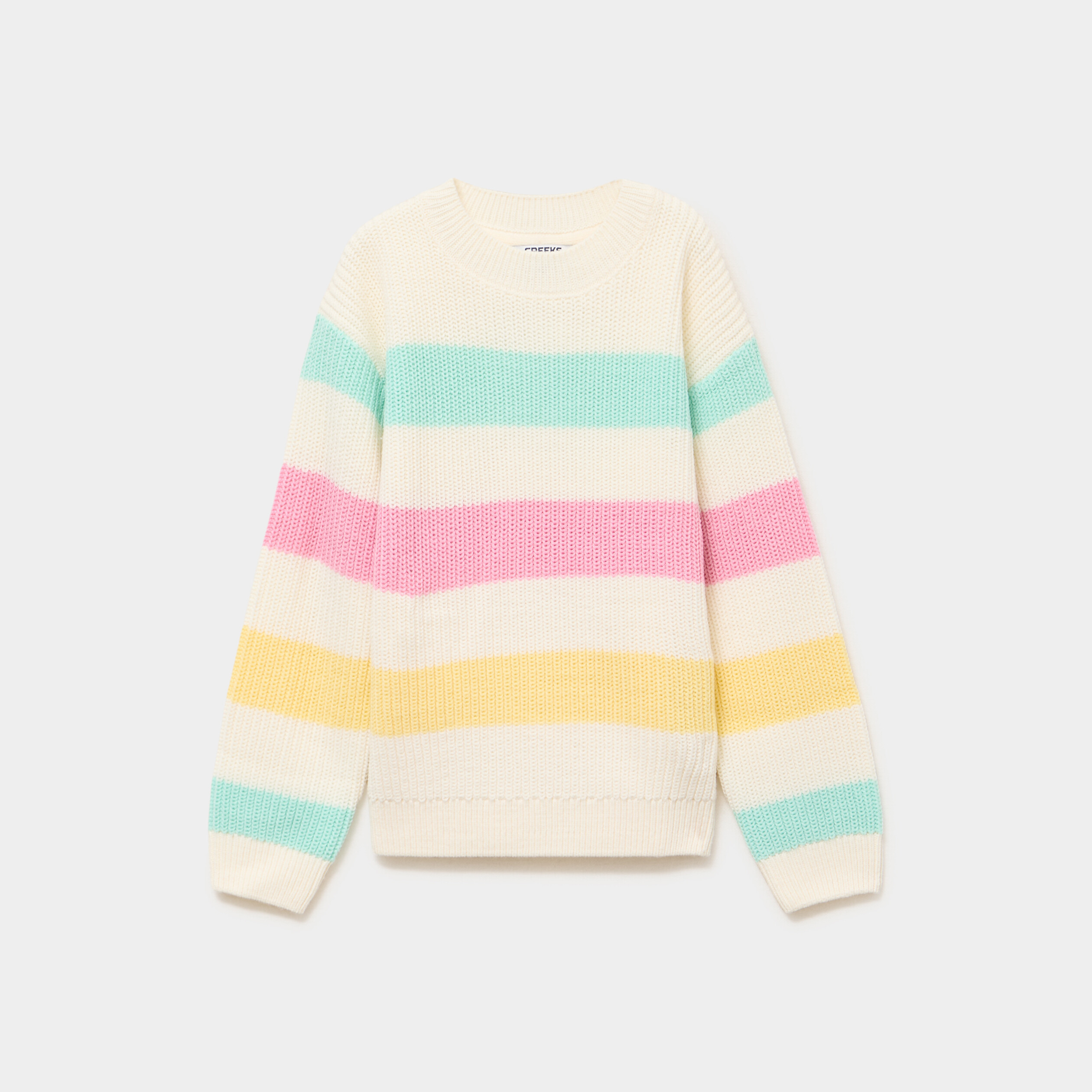 Pull col rond manches longues ecru fille | La Halle