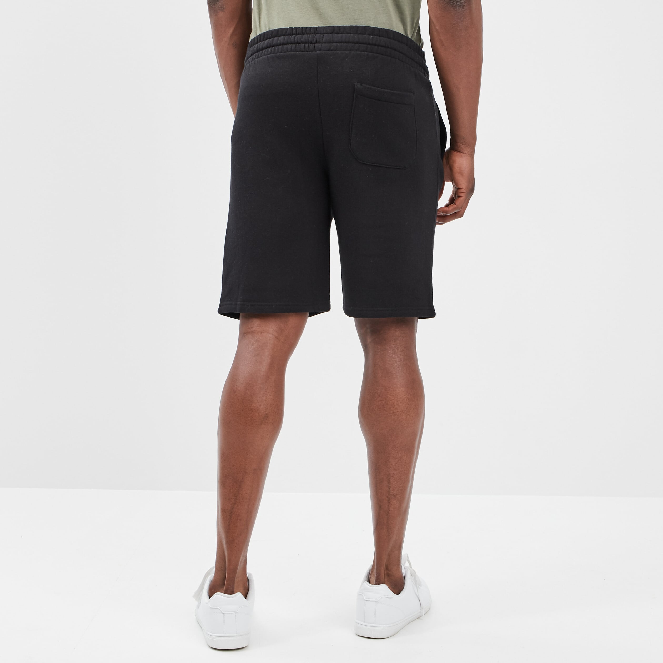 Short jogging molleton droit noir homme | La Halle