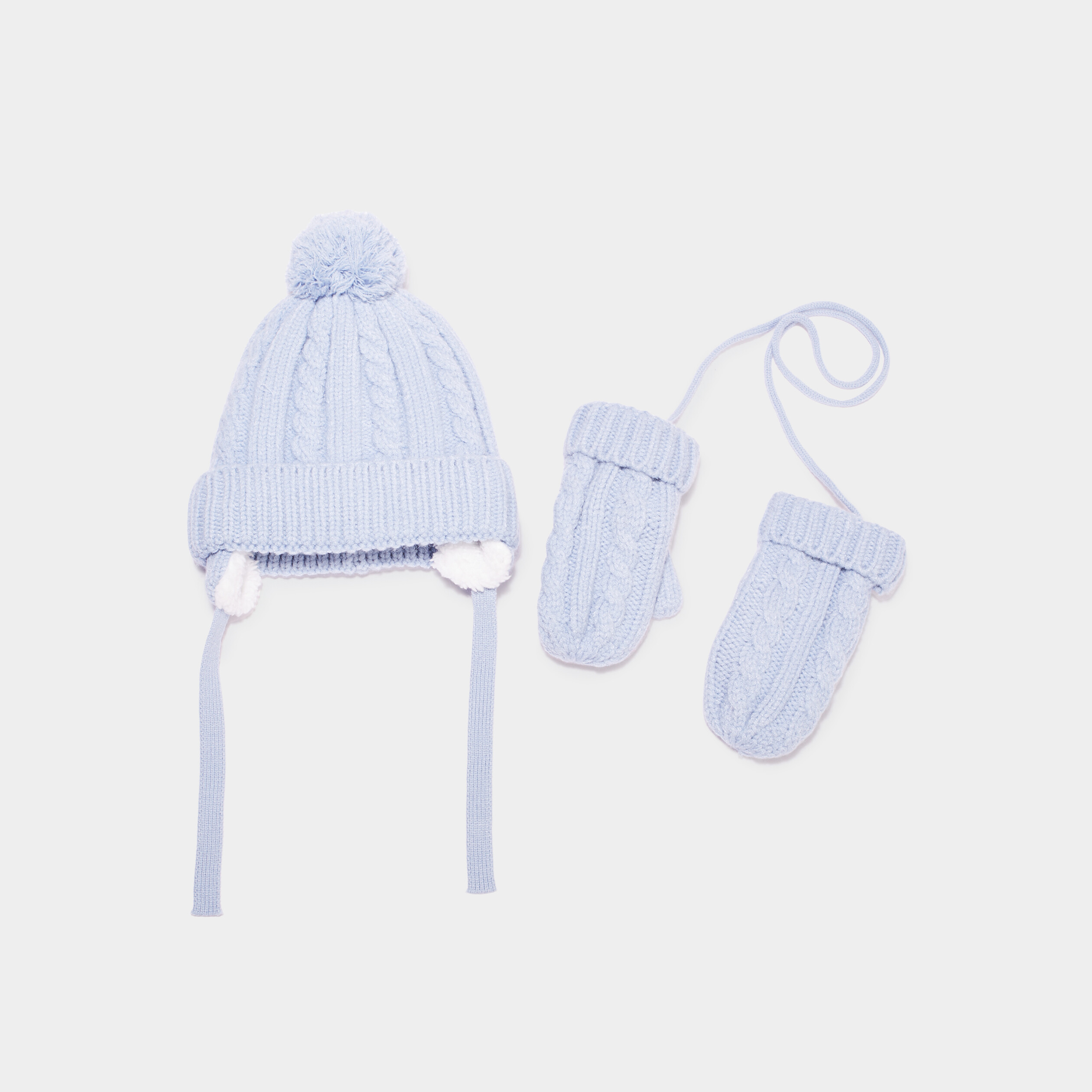 Ensemble bonnet et moufles bleu ciel bébé garçon | La Halle