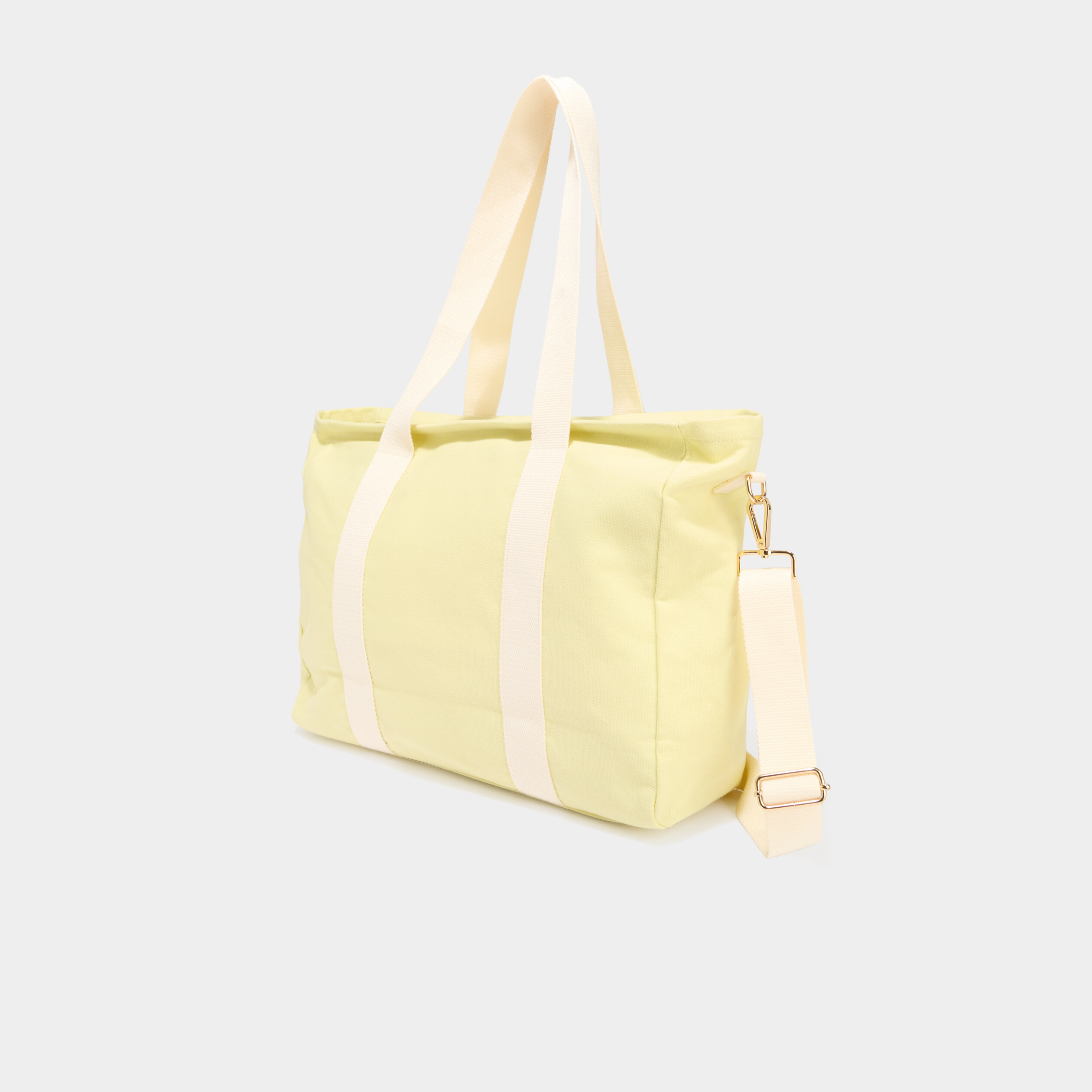 Sac cabas avec bandoulière jaune pastel femme | La Halle