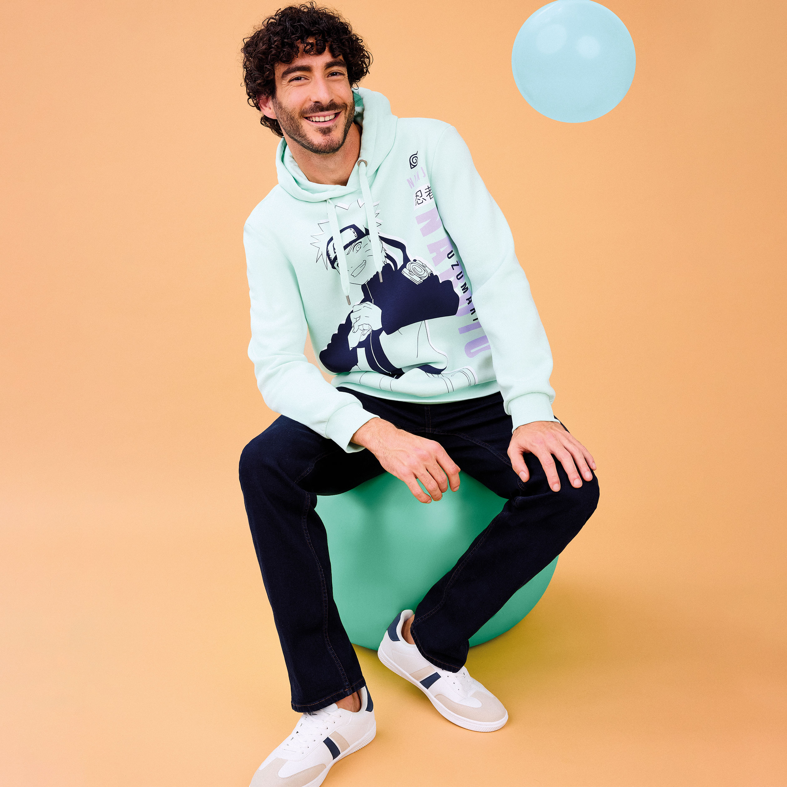 Sweat hoodie à capuche Naruto vert pastel homme | La Halle