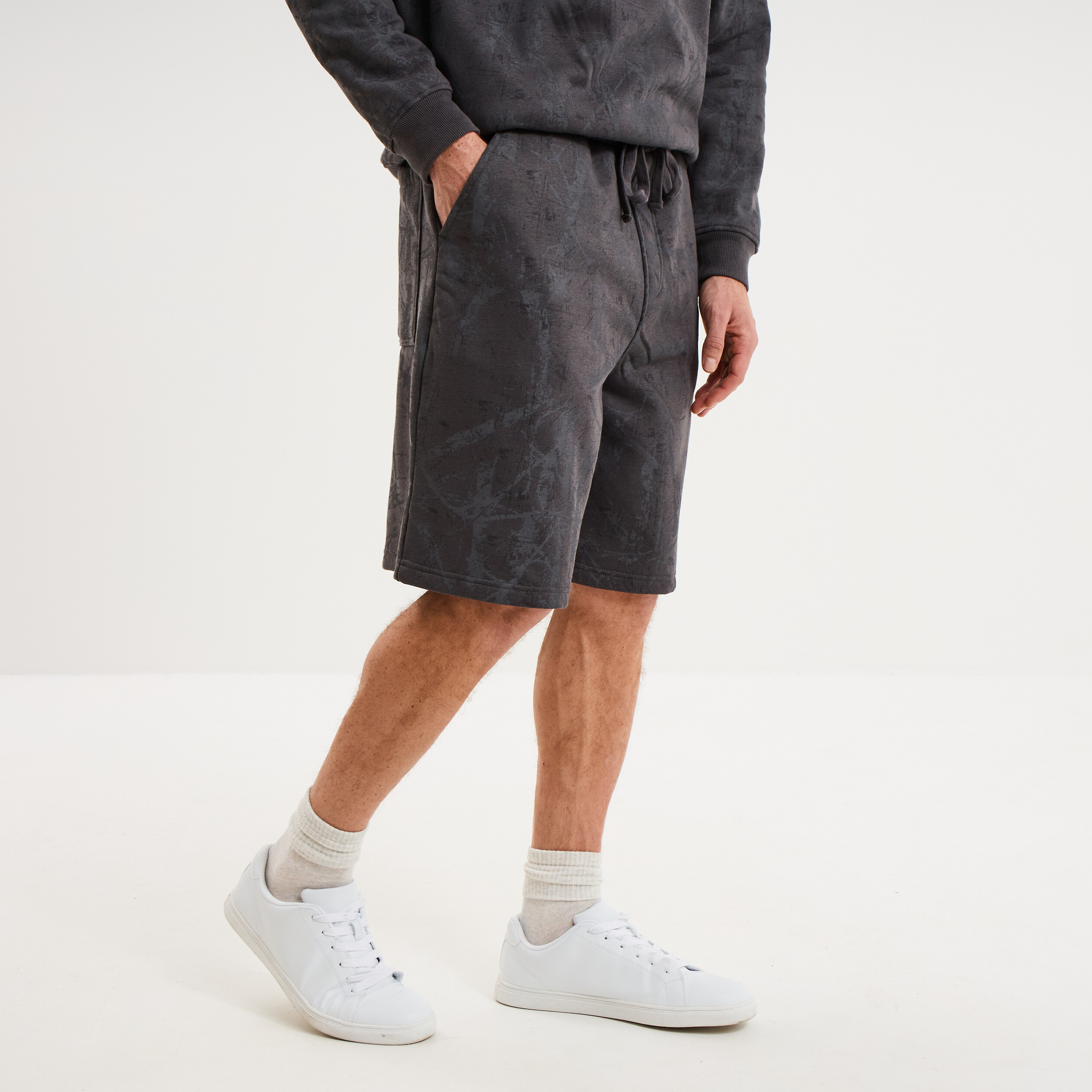 Short de jogging long coupe large gris foncé homme | La Halle