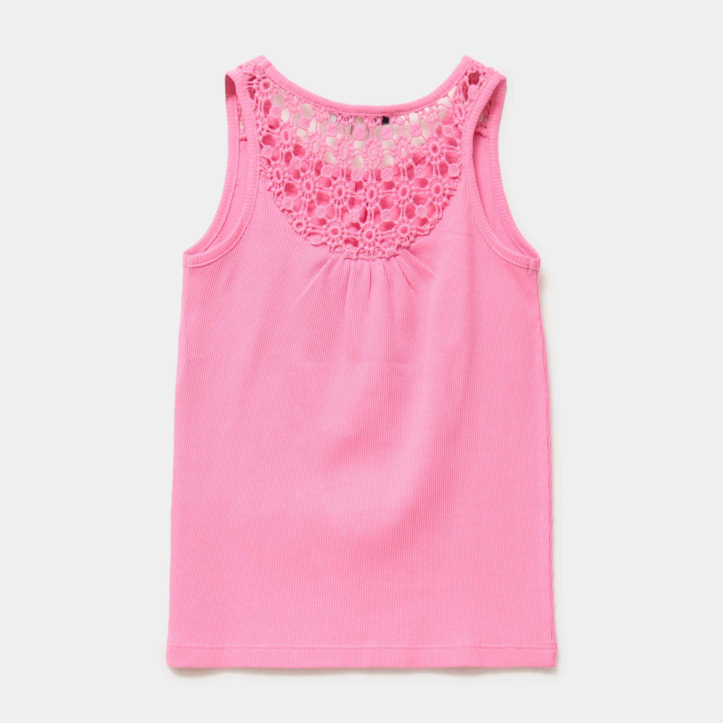 Débardeur côtelé dos macramé rose fluo fille | La Halle