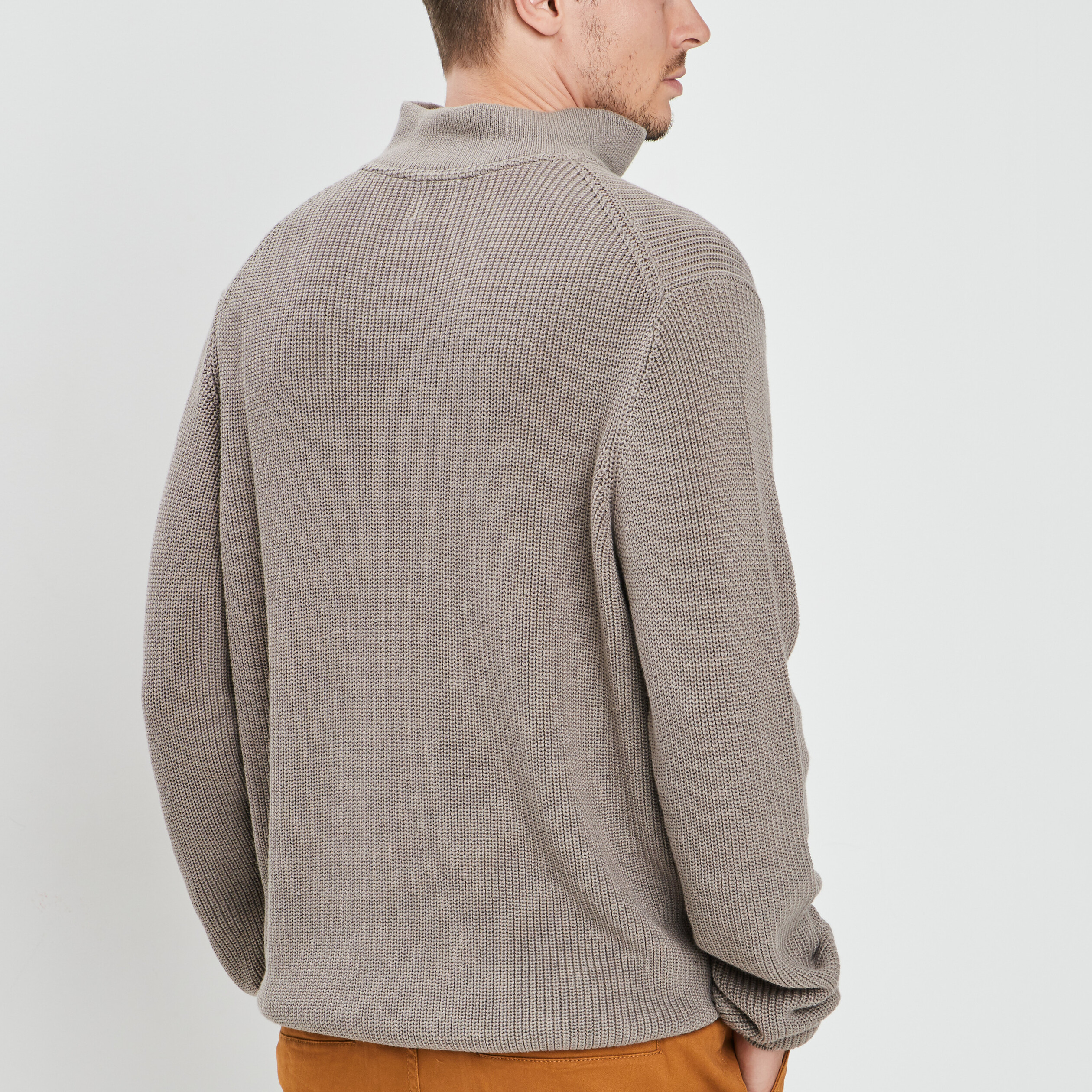 Pull camionneur zippé taupe homme | La Halle