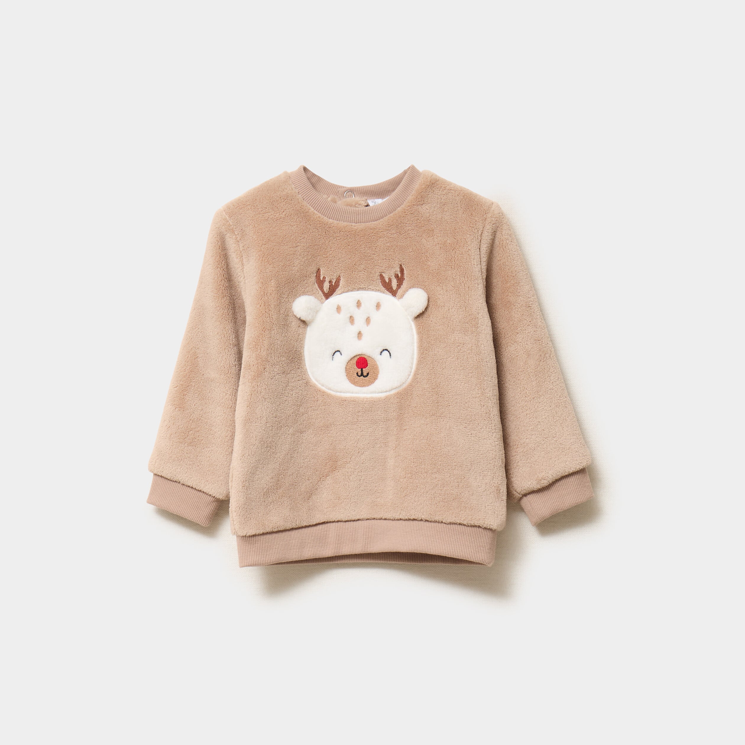 Sweat effet polaire manches longues taupe bébé garçon | La Halle