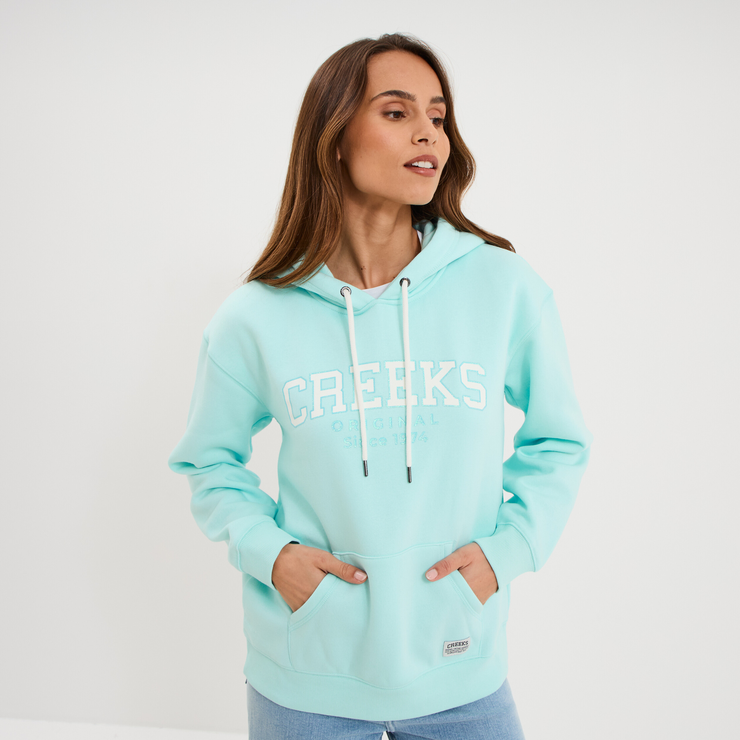 Sweat à capuche hoodie bleu turquoise femme | La Halle