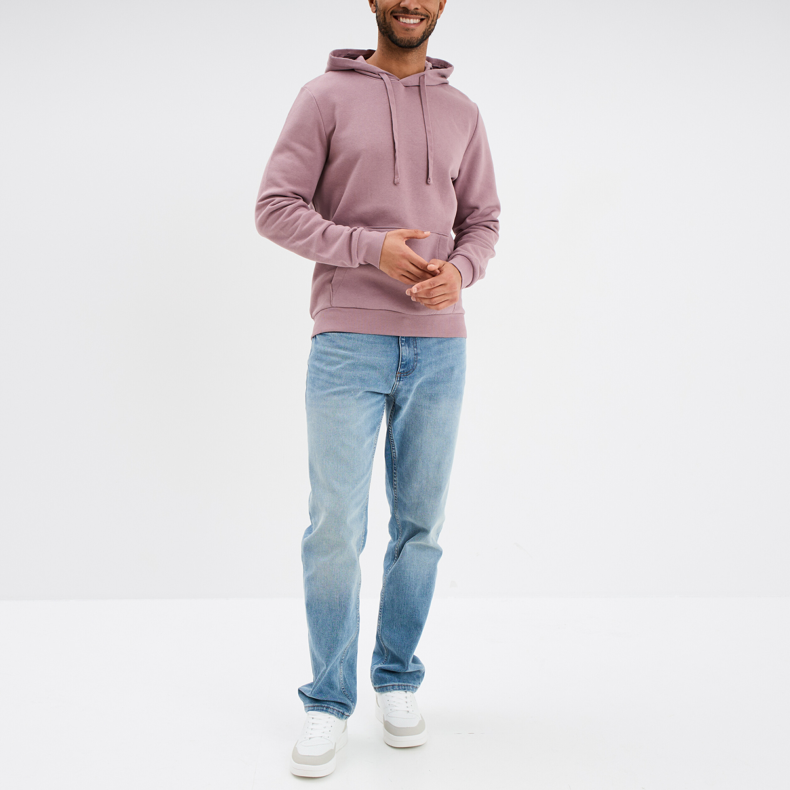 Sweat molleton à capuche hoodie parme homme | La Halle