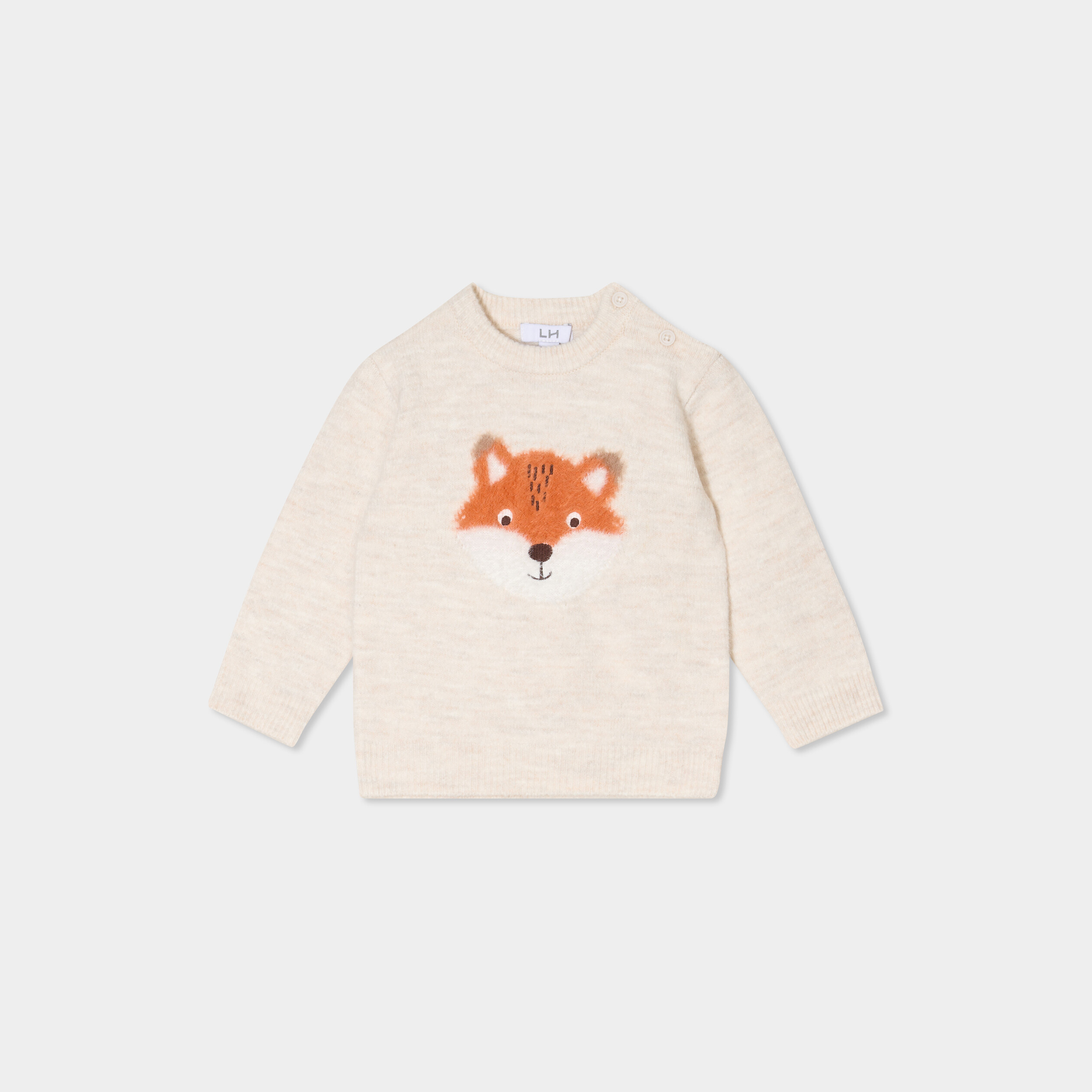Pull manches longues épaule boutonnée beige bébé garçon | La Halle