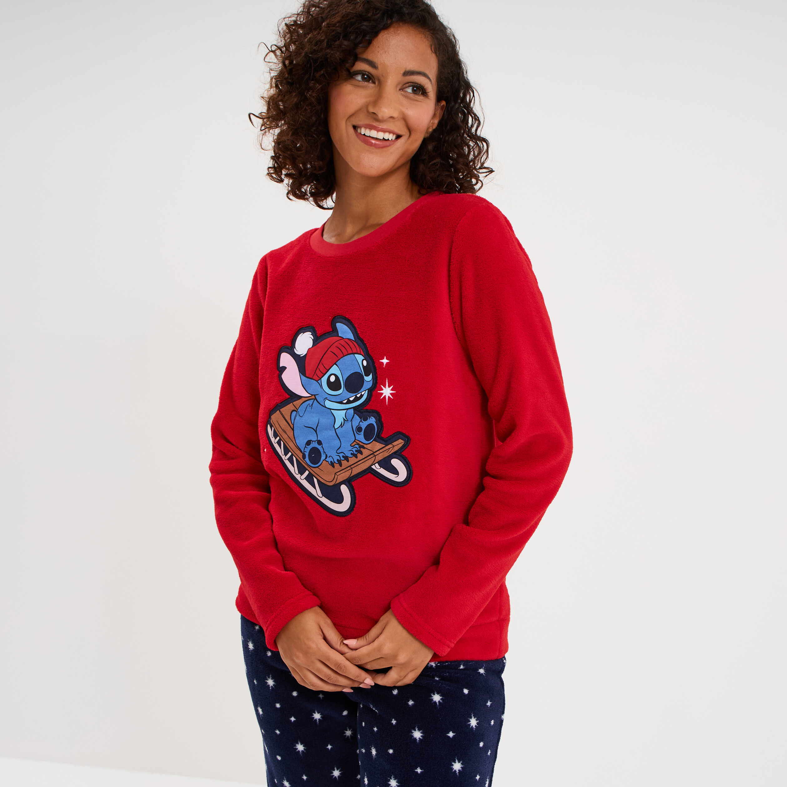 Ensemble pyjama de Noël Stitch rouge femme | La Halle