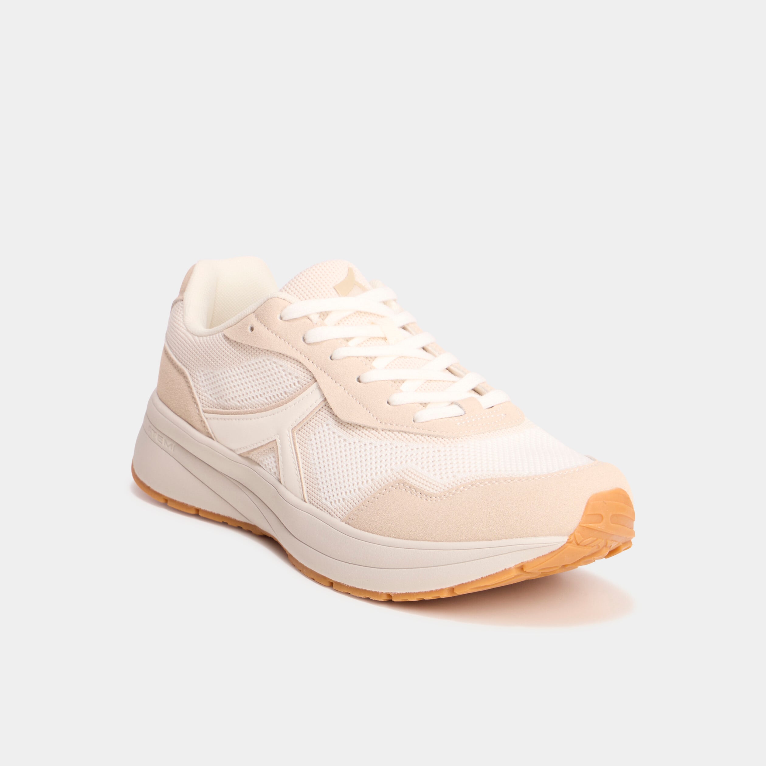 Baskets running de sport à lacets sable homme | La Halle