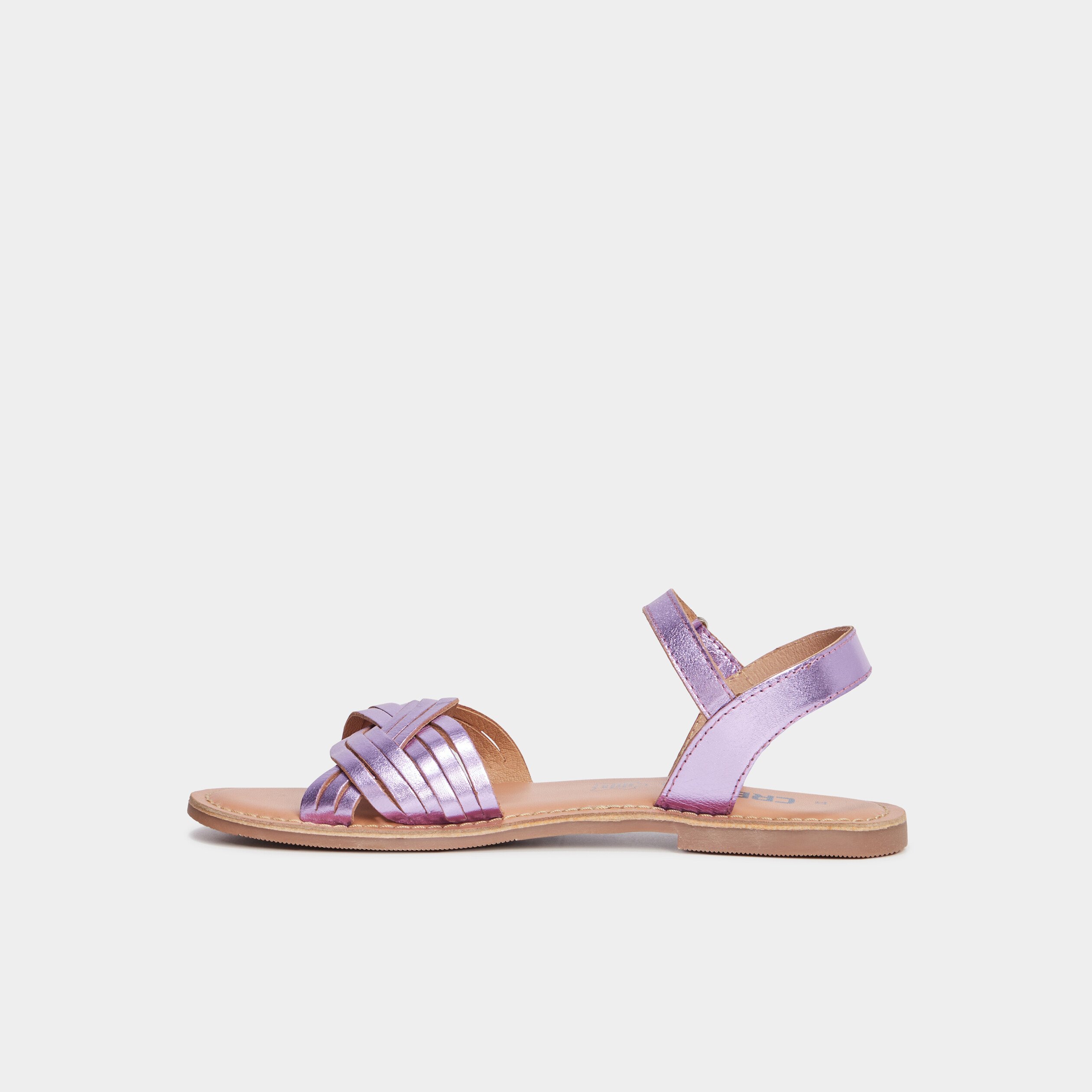 Sandales brides tressées en cuir violet fille | La Halle