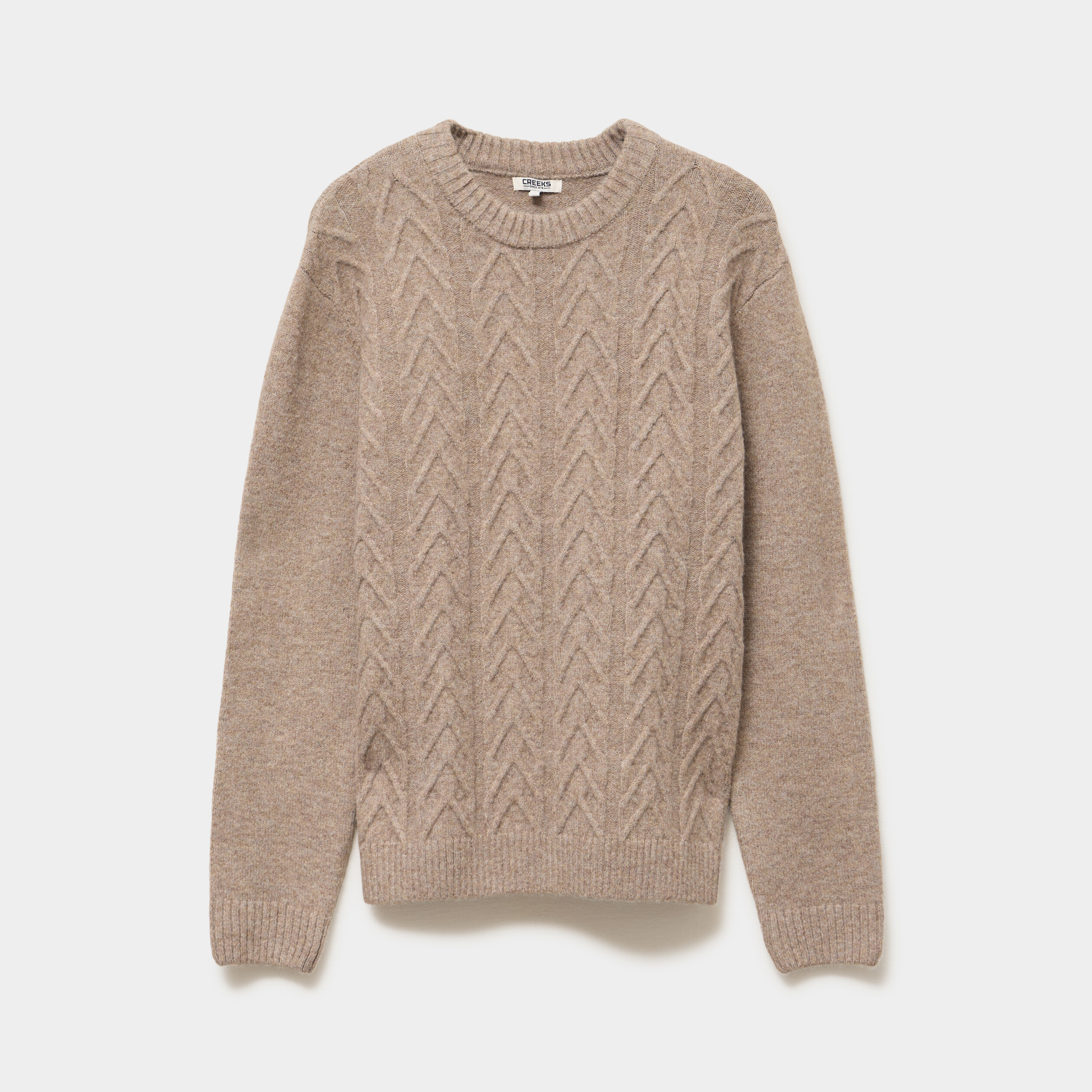 Pull col rond manches longues beige homme | La Halle