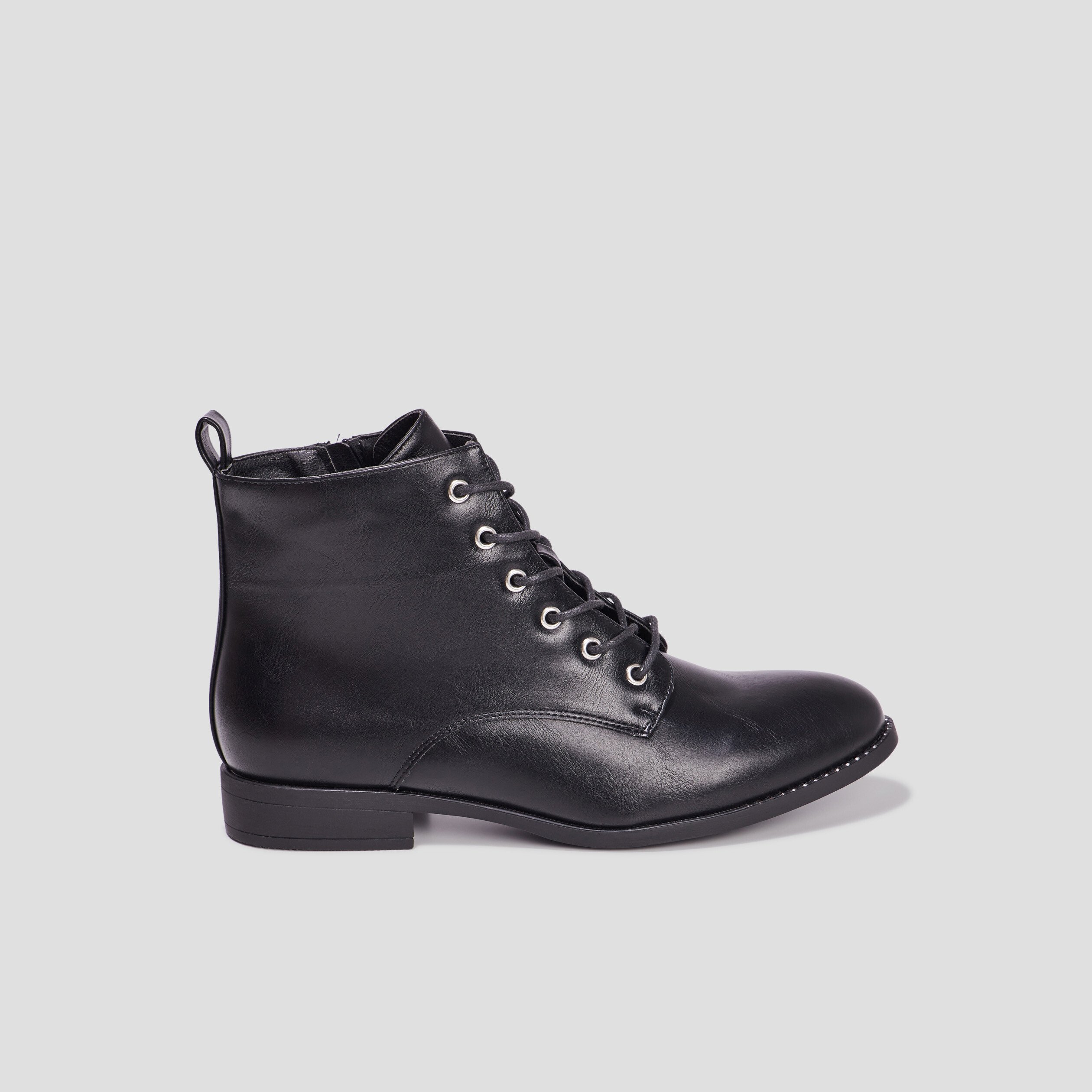 Bottines zippées à lacets noir femme | La Halle