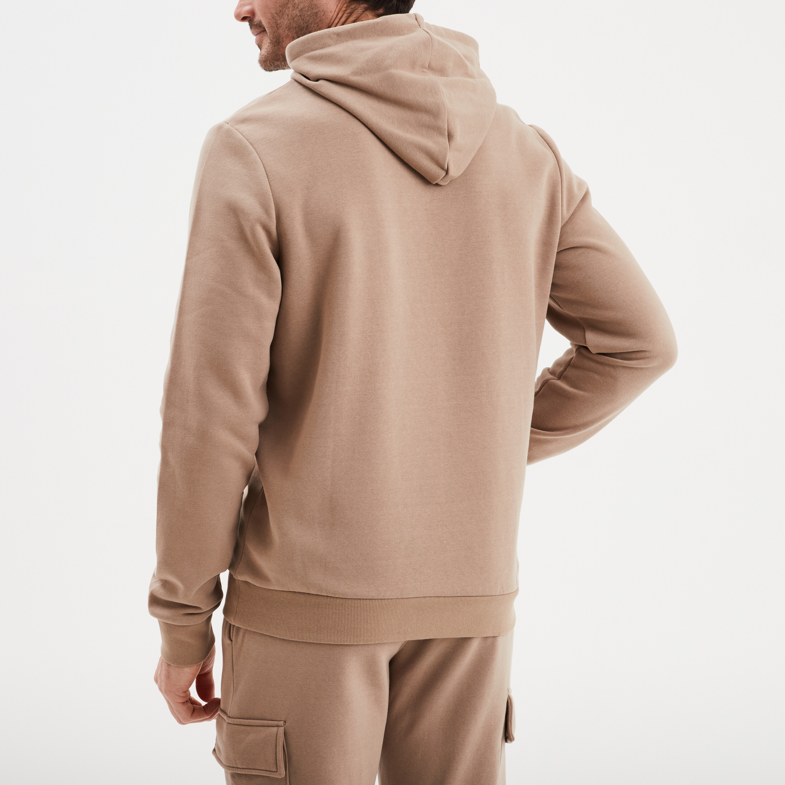 Sweat molleton à capuche hoodie taupe homme | La Halle