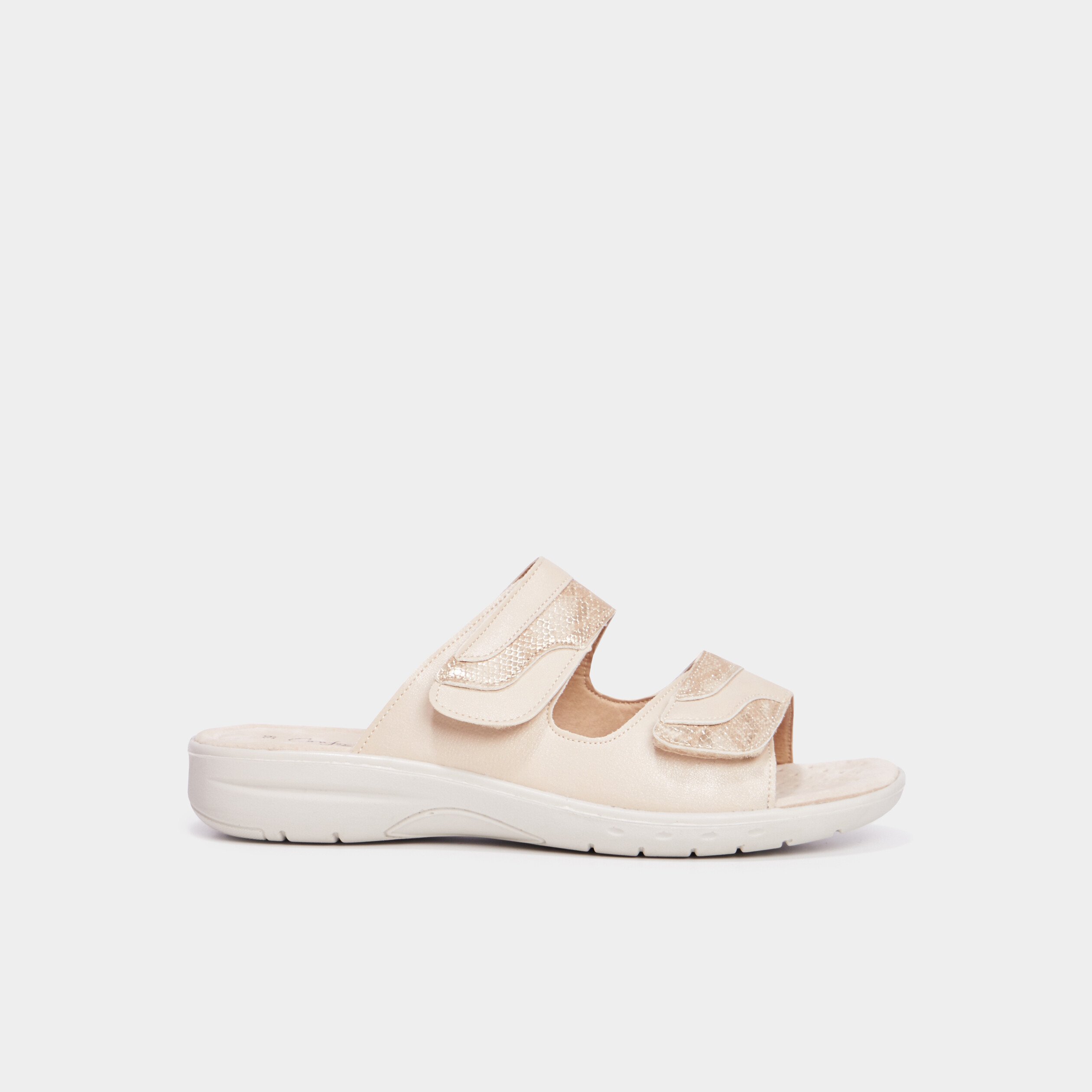 Sandales à scratchs cuir Confortissimo sable femme | La Halle