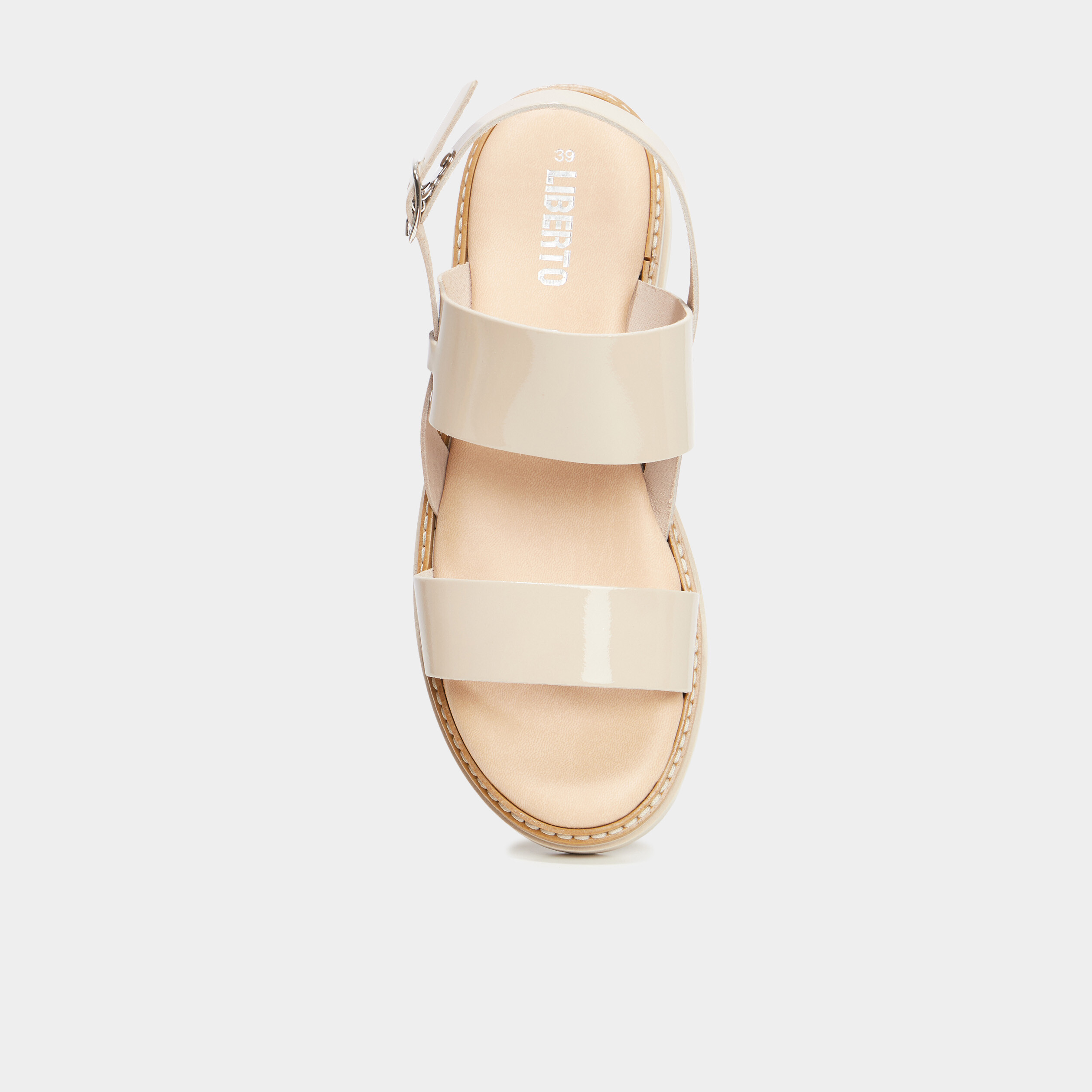Sandales brides vernies cuir Liberto sable femme | La Halle
