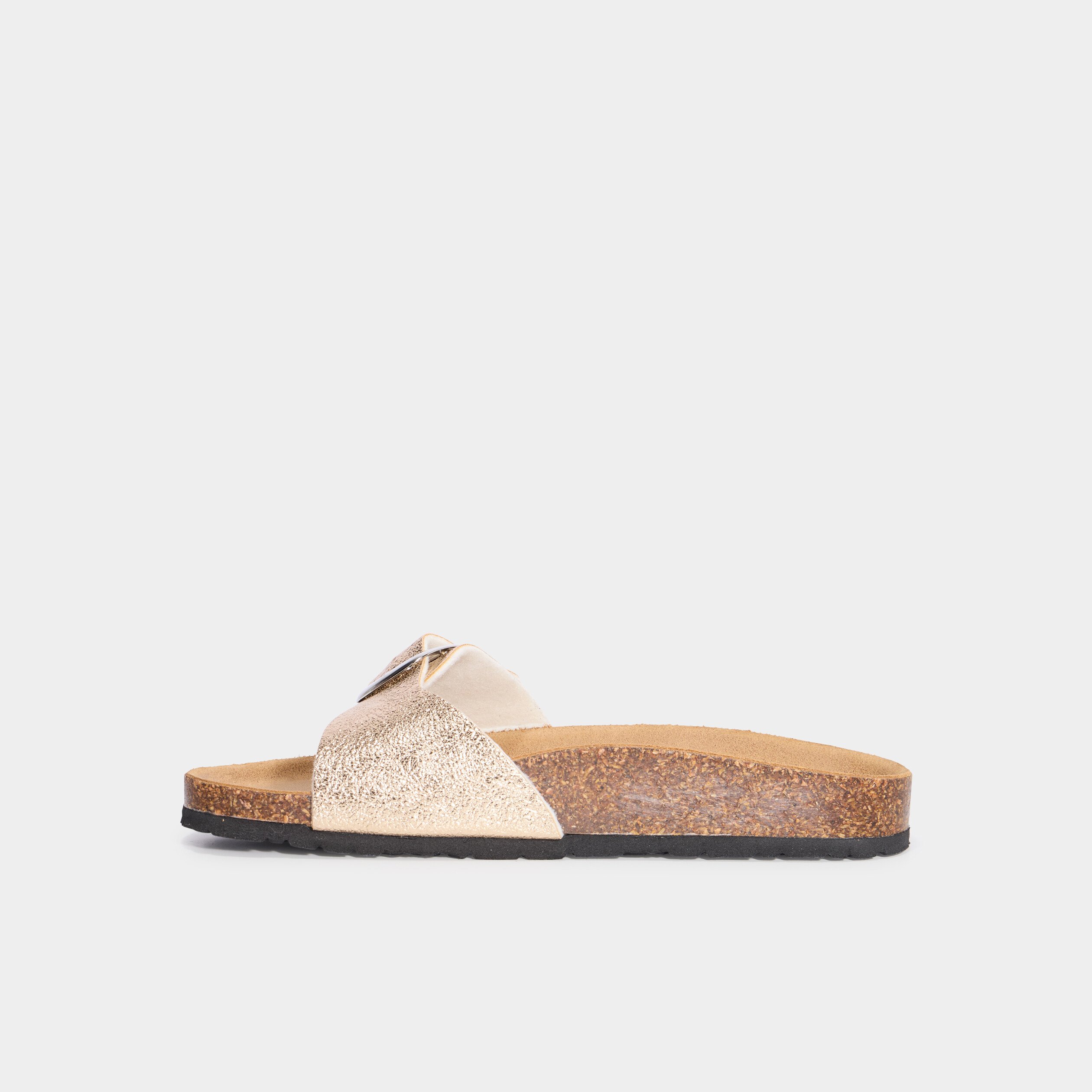 Mules avec boucle sur l'avant jaune or femme | La Halle