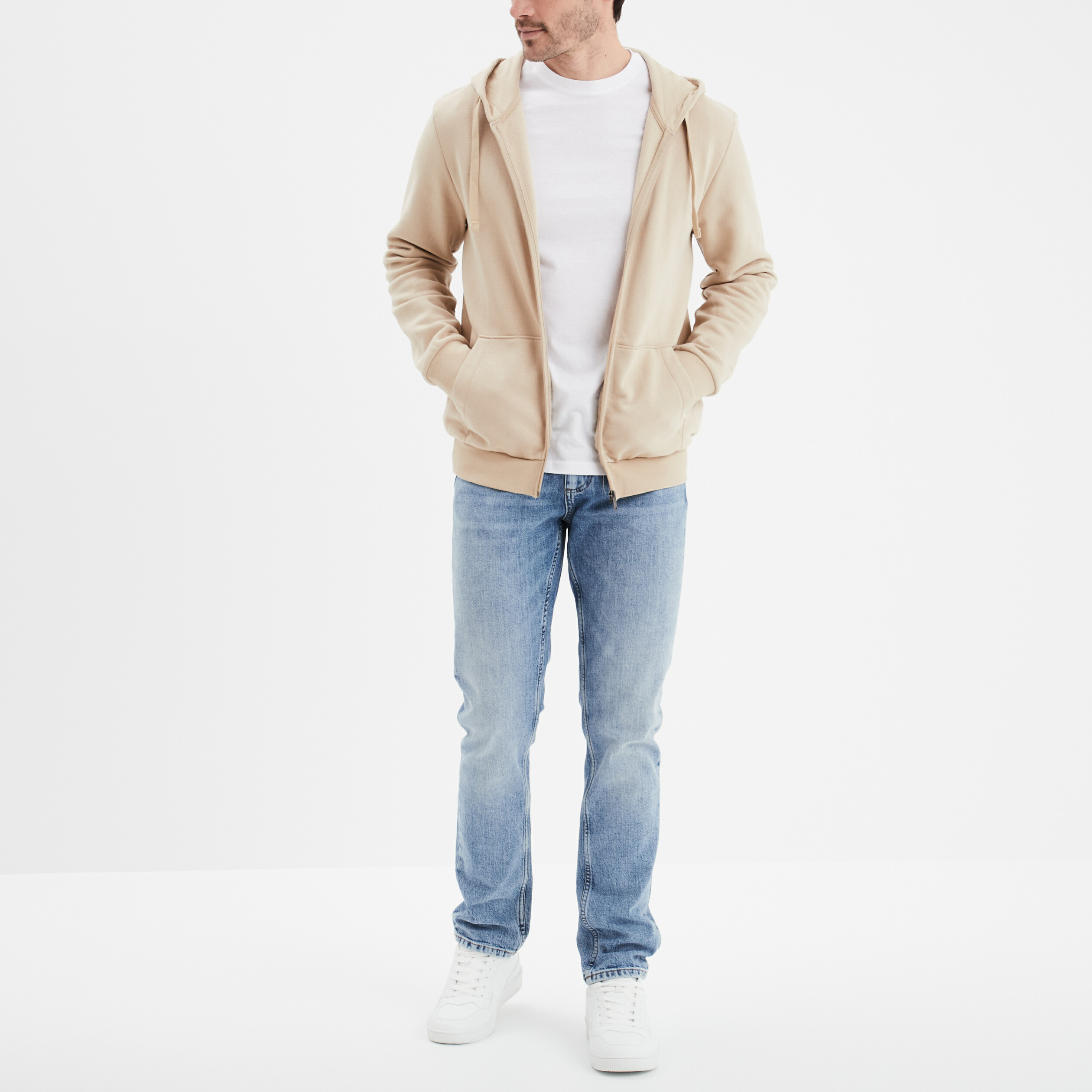 Jeans denim straight 5 poches denim triple stone homme | La Halle