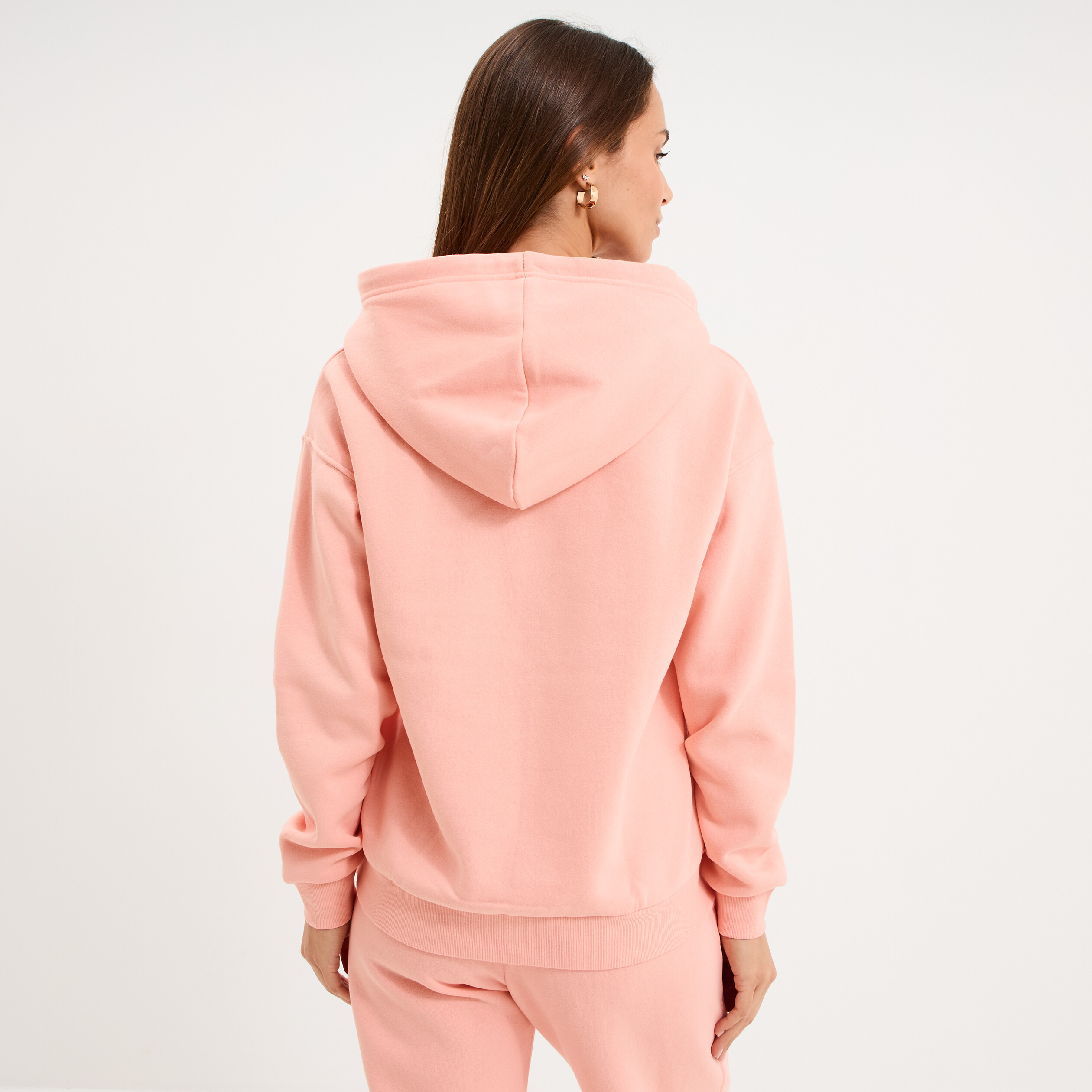 Sweat hoodie molleton à capuche rose poudrée femme | La Halle