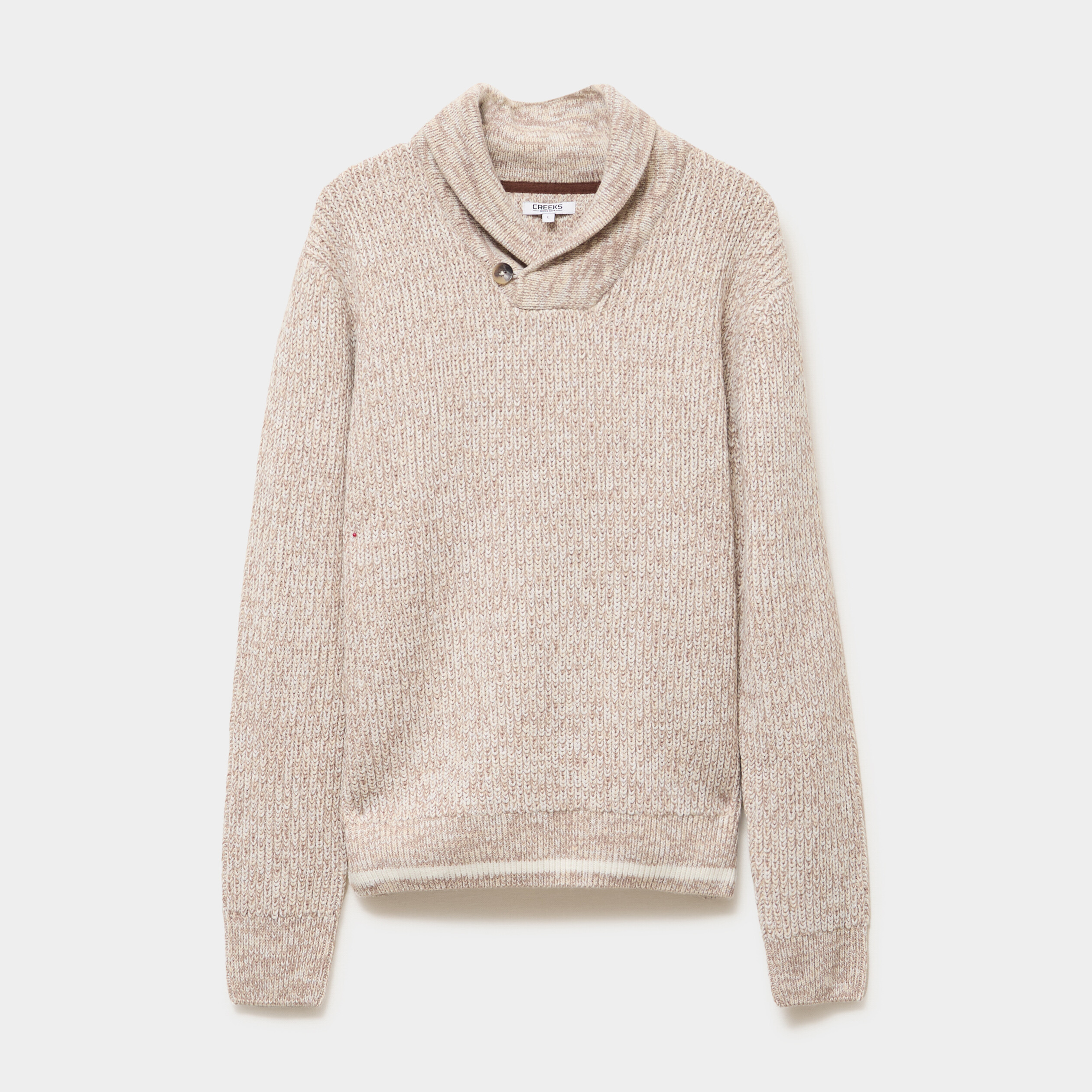 Pull col châle manches longues ivoire homme | La Halle